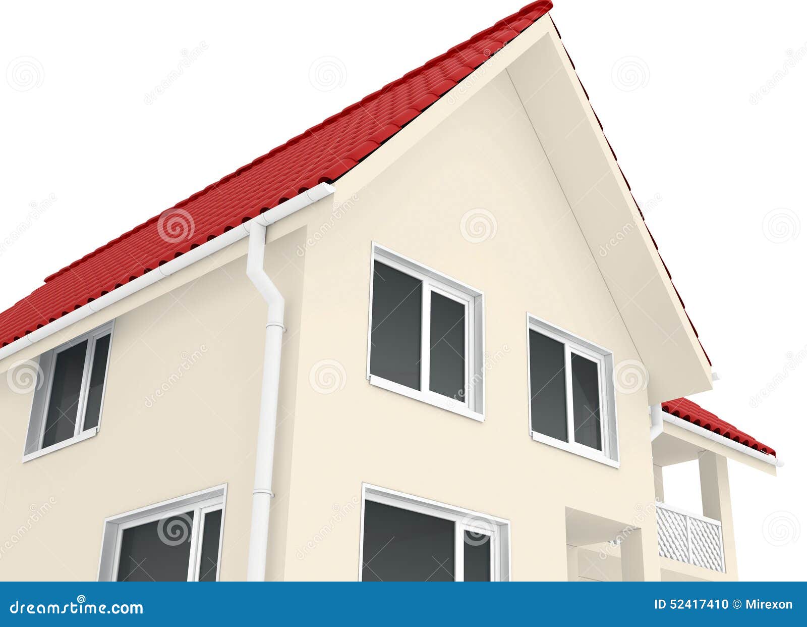 Corner of the House with Windows and Gutters Stock Illustration ...