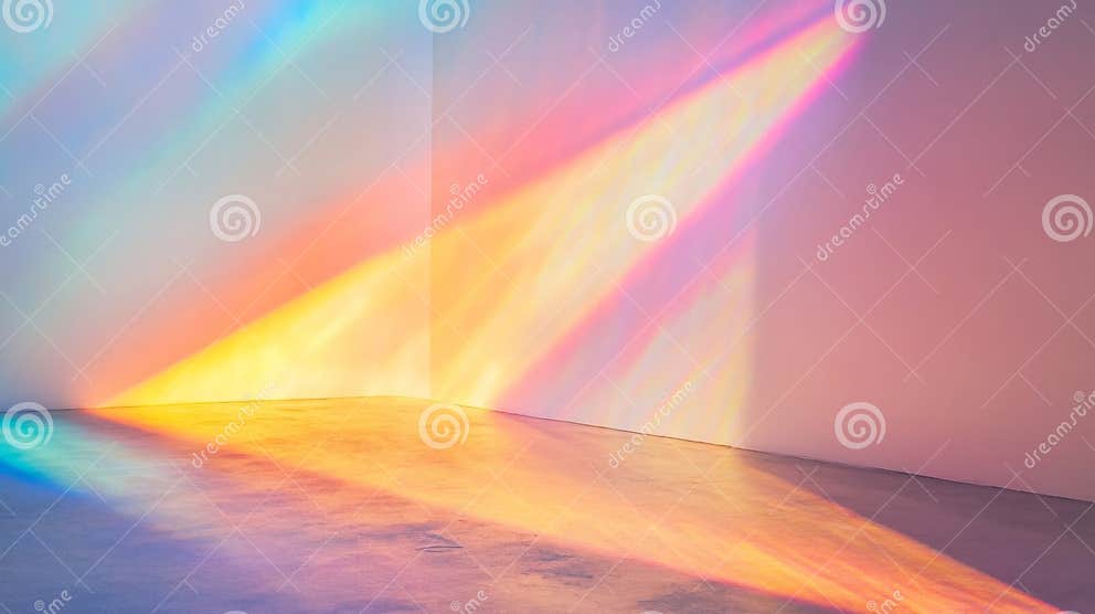 A Corner Illuminated by a Rainbow-Colored Light Source Stock ...