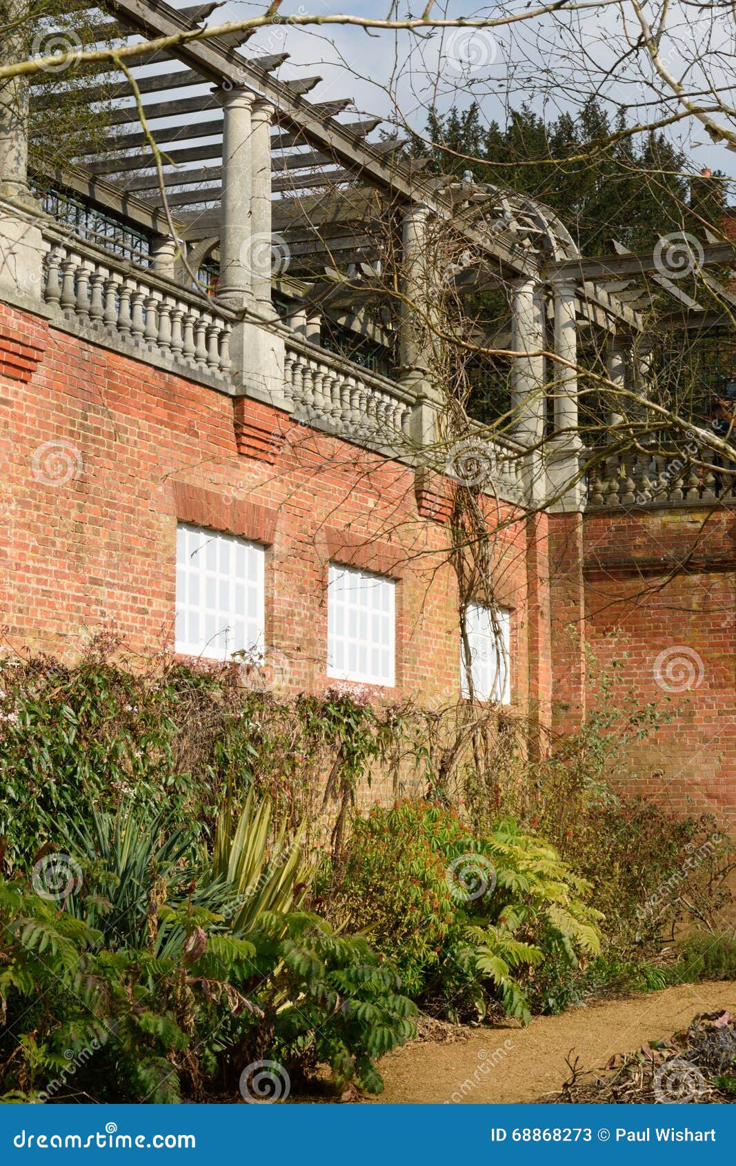 Corner of Large Brick Pagoda Stock Image - Image of green, pergolas ...