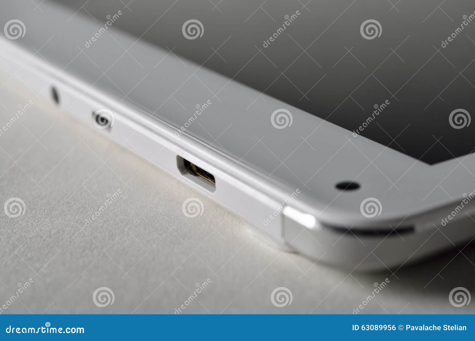 Corner with Mini Usb of Pad Tablet. Stock Photo - Image of computer ...