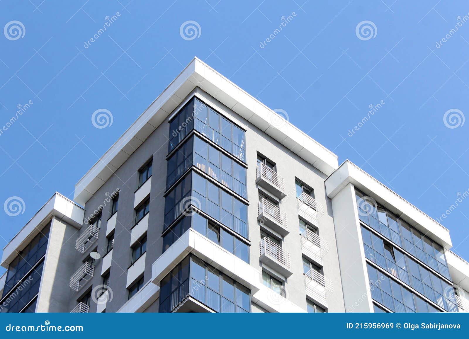 Corner of a New Building on a Blue Sky Background Stock Image - Image ...