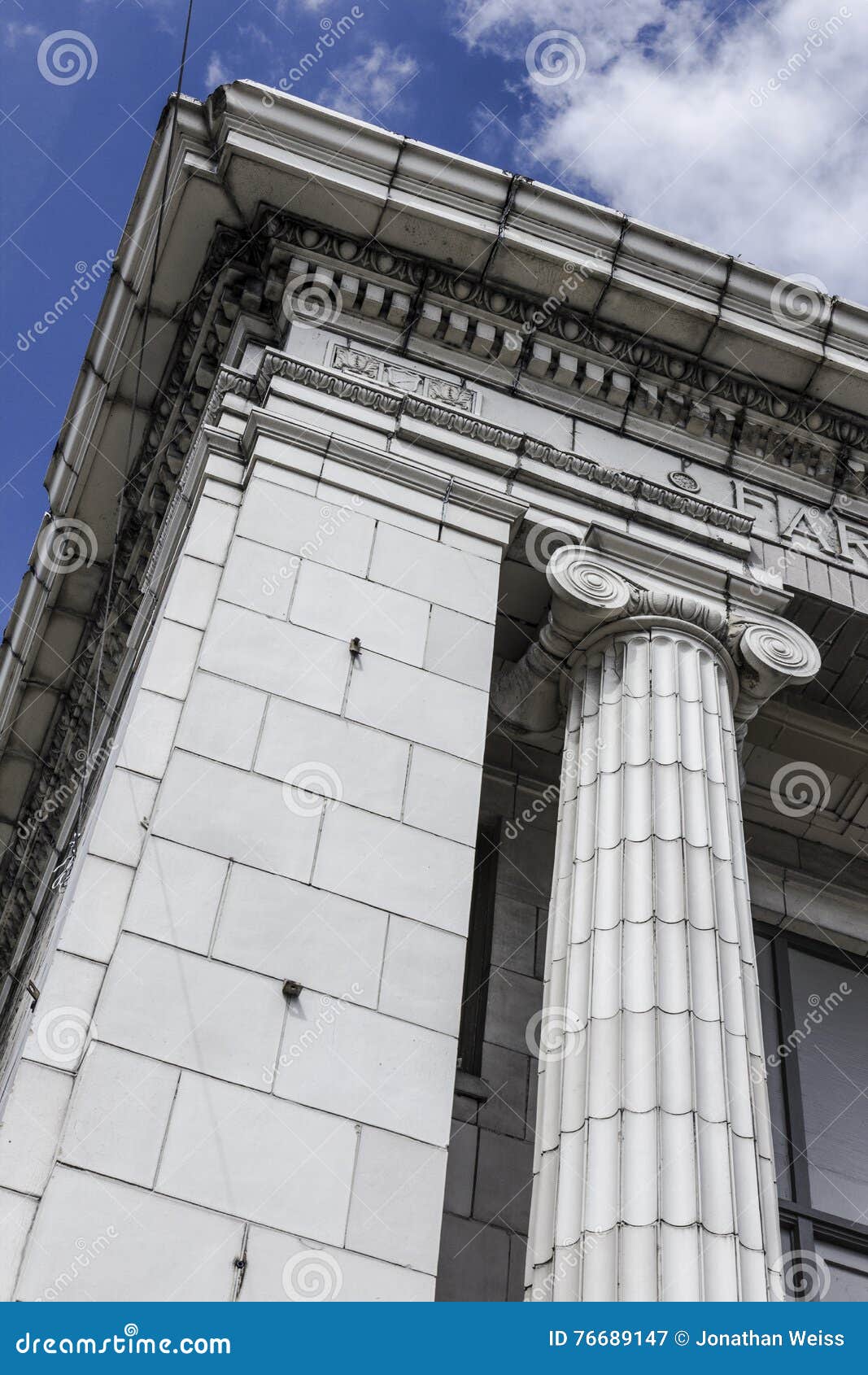 Corner of an Old Bank Building with Greek Columns I Stock Image - Image ...