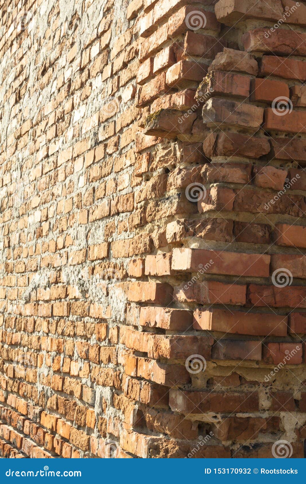 The Corner of the Old Brick Building Stock Photo - Image of industrial ...