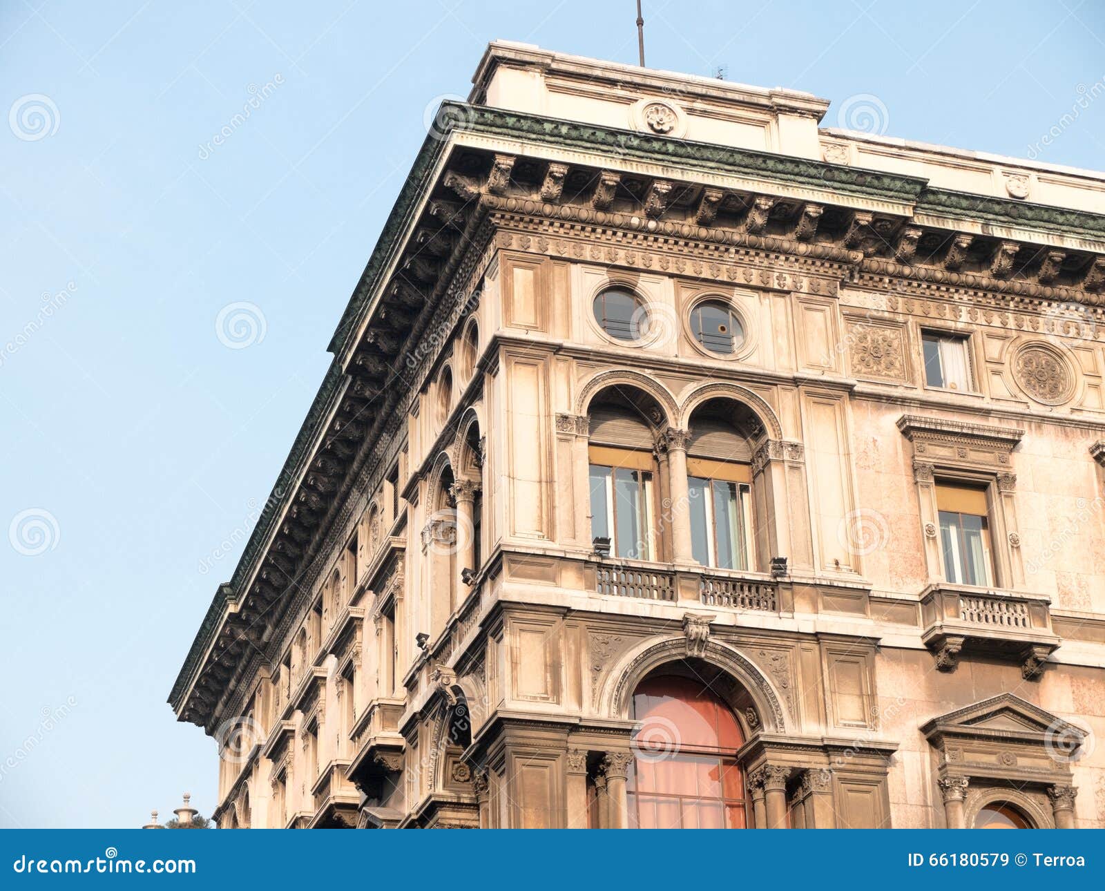 Corner of Old Building with Rooftop Cornice Stock Image - Image of ...