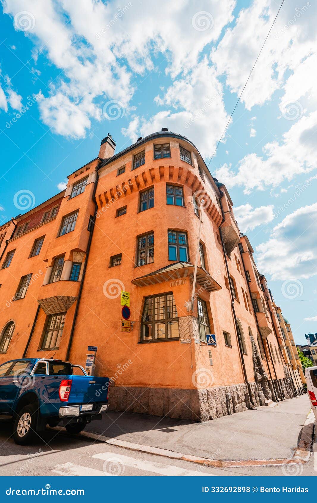 Corner of a Orange Multi Level Apartment Building Stock Photo - Image ...