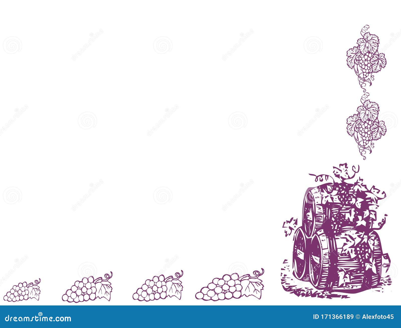 Corner of Purple Grapes. Layout for Postcards Stock Illustration ...