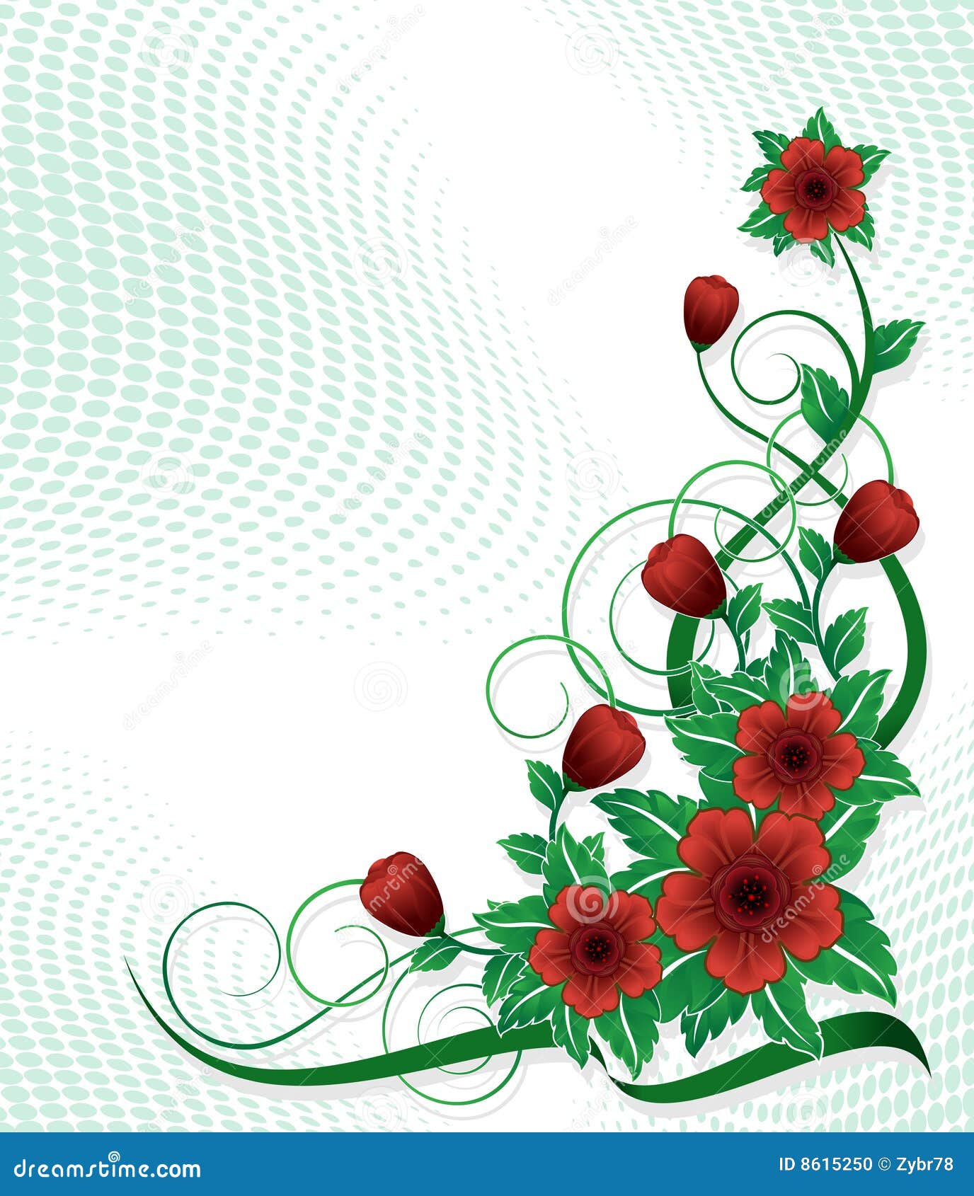 Corner with red flower stock vector. Illustration of imagery - 8615250