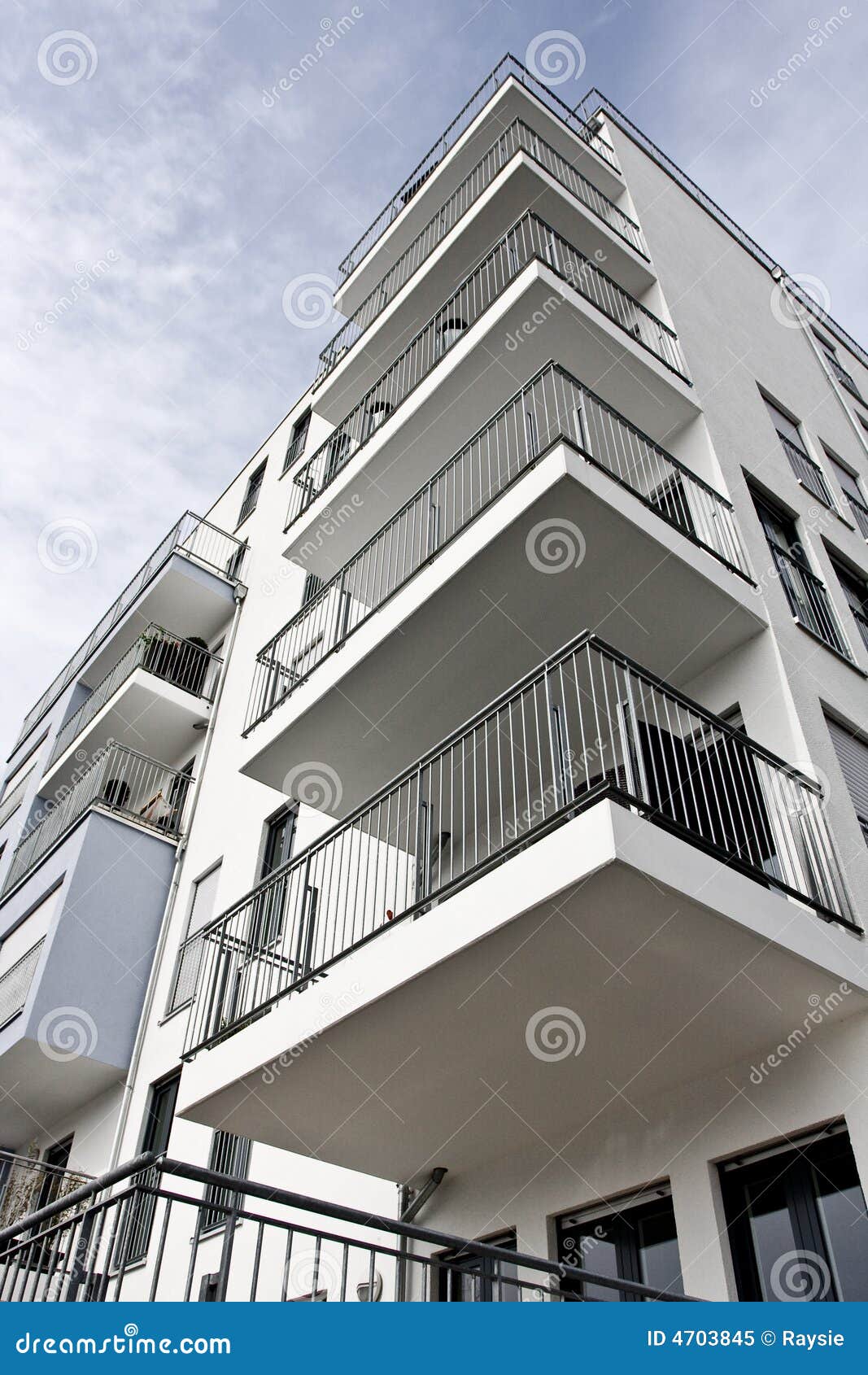 Corner of Residential Building Stock Image - Image of balcony, white ...