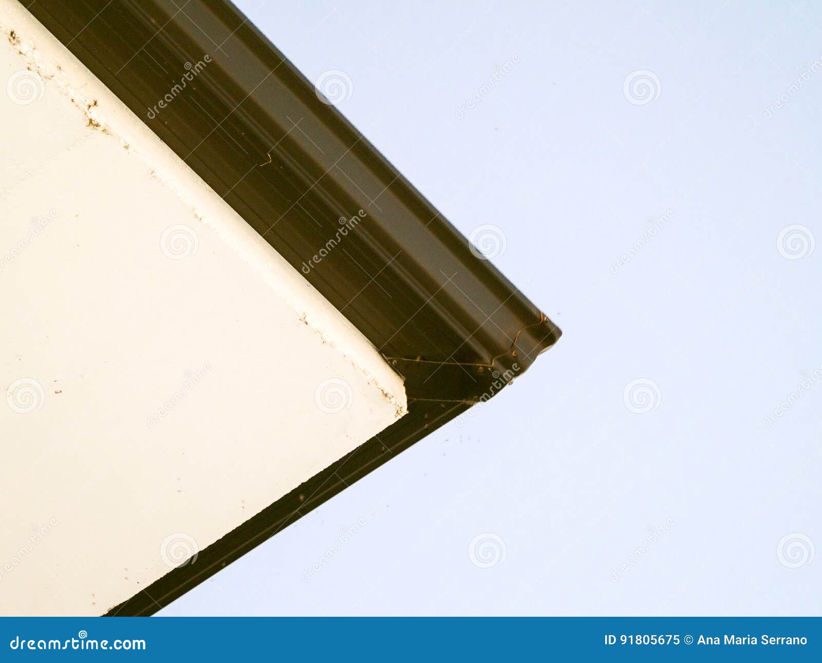 Corner of a Roof on a House and Blue Sky Stock Image - Image of cement ...