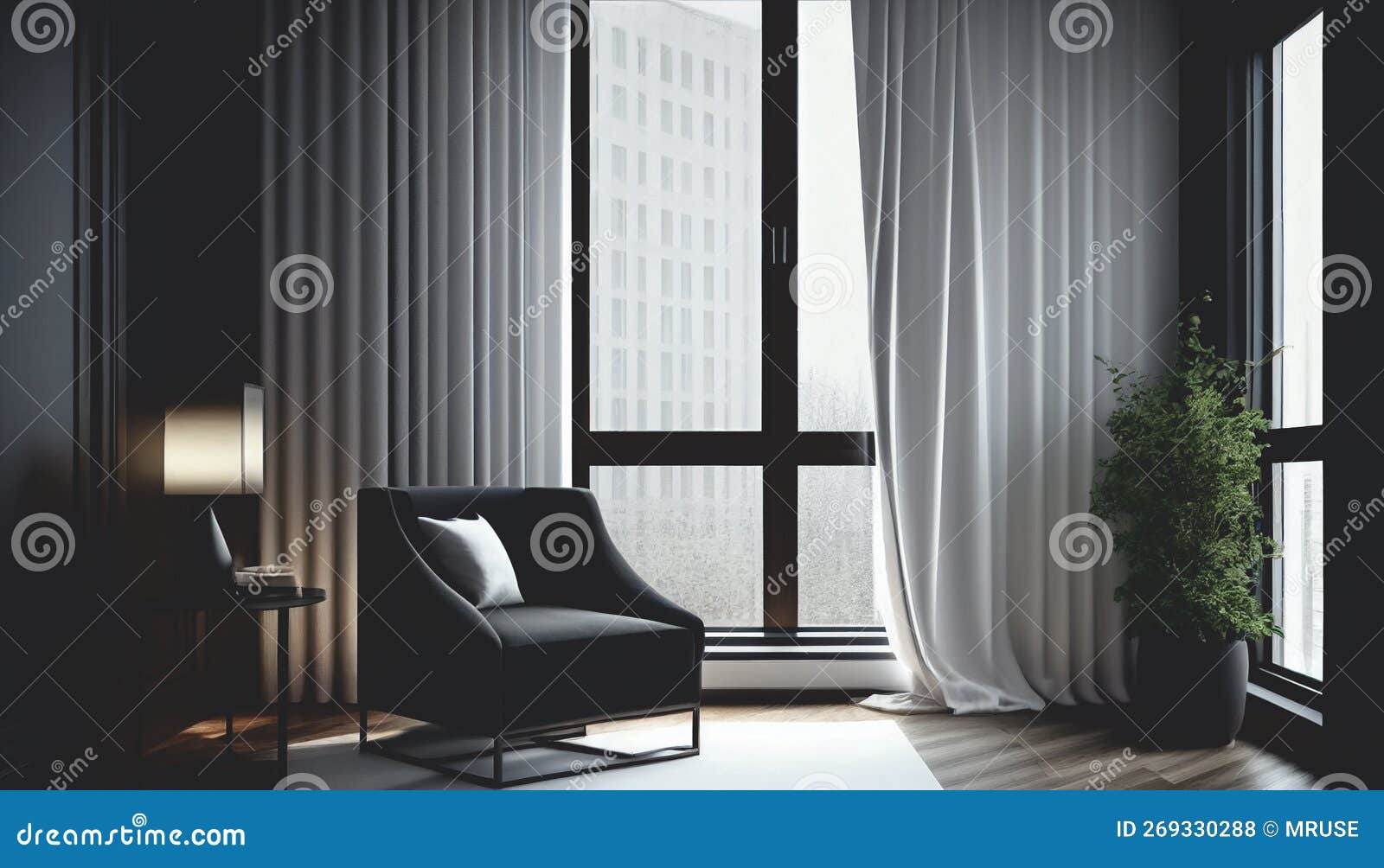 Corner of Room with City View Created with Generative AI Technology ...