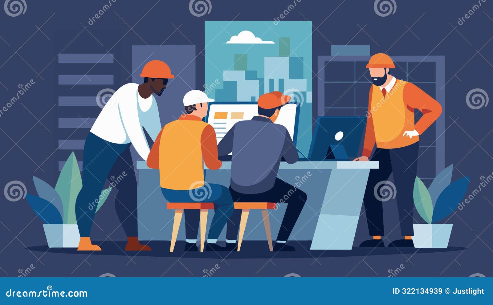 In a Corner of the Room a Small Group of Architects Huddle Around a ...