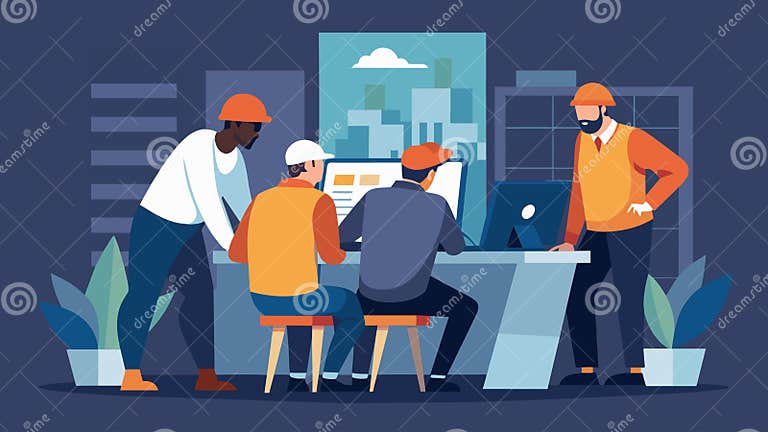 In a Corner of the Room a Small Group of Architects Huddle Around a ...