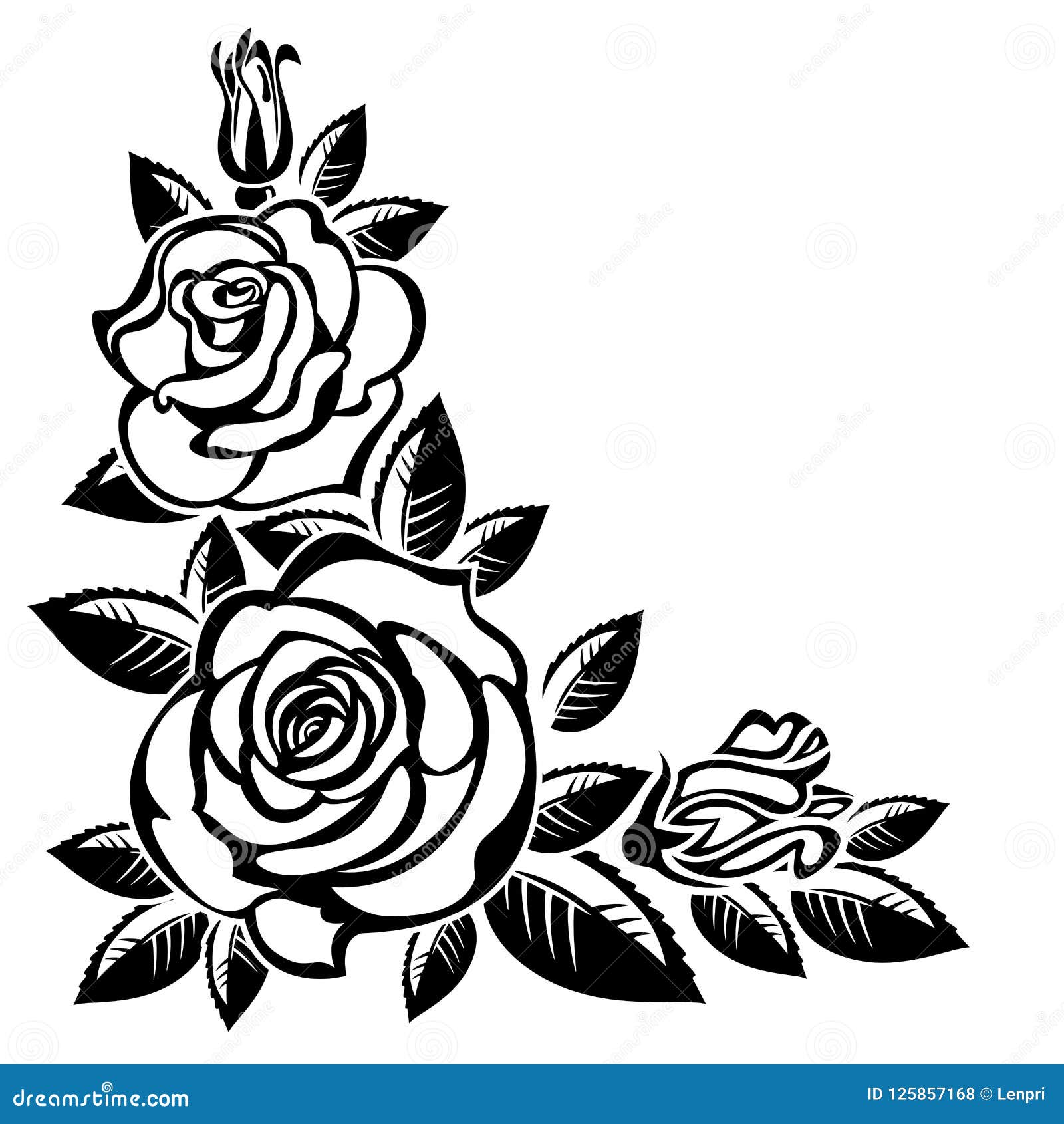 Corner of roses stock vector. Illustration of nature - 125857168