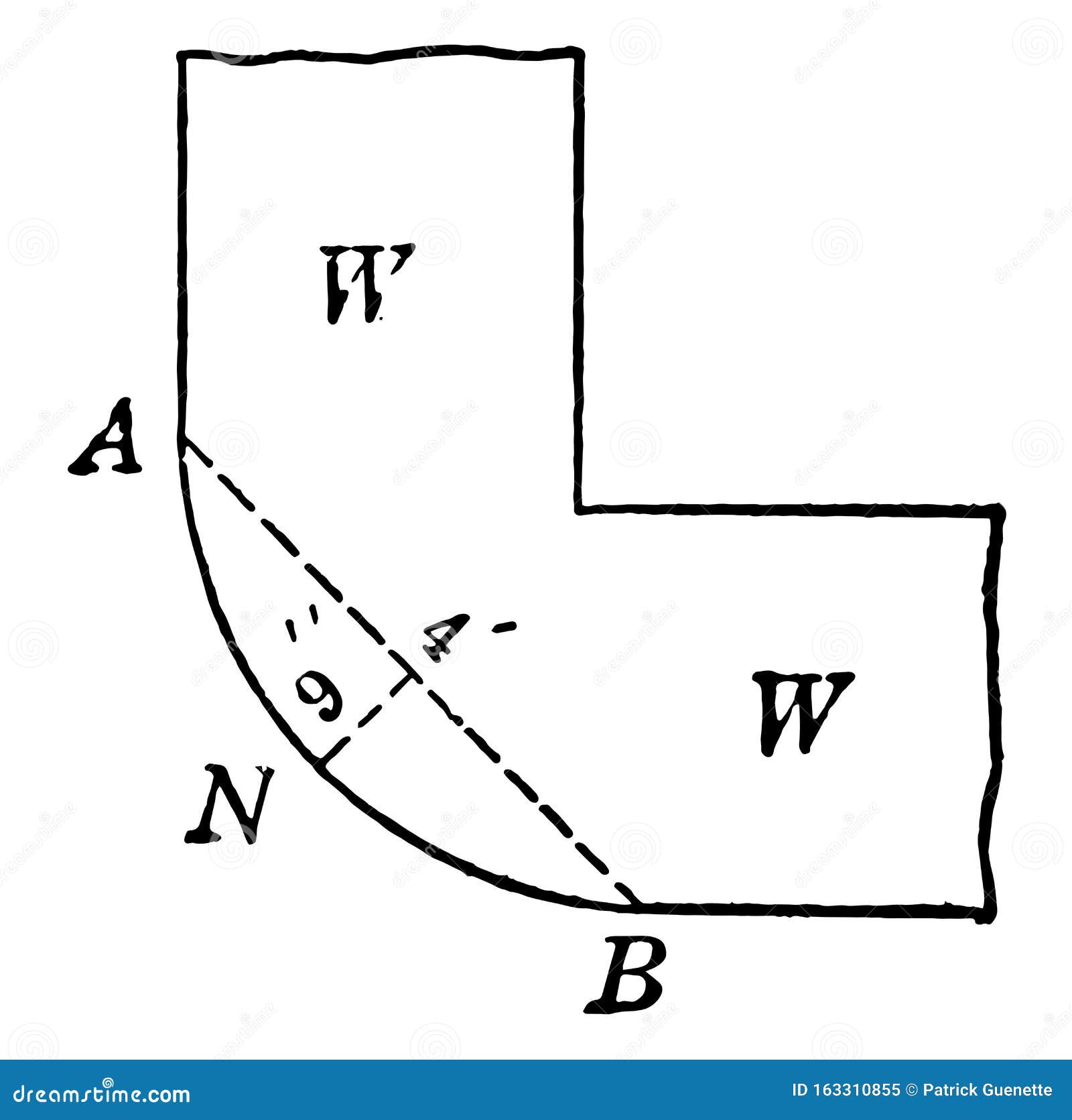 Corner of Rounded Wall Vintage Illustration Stock Vector - Illustration ...