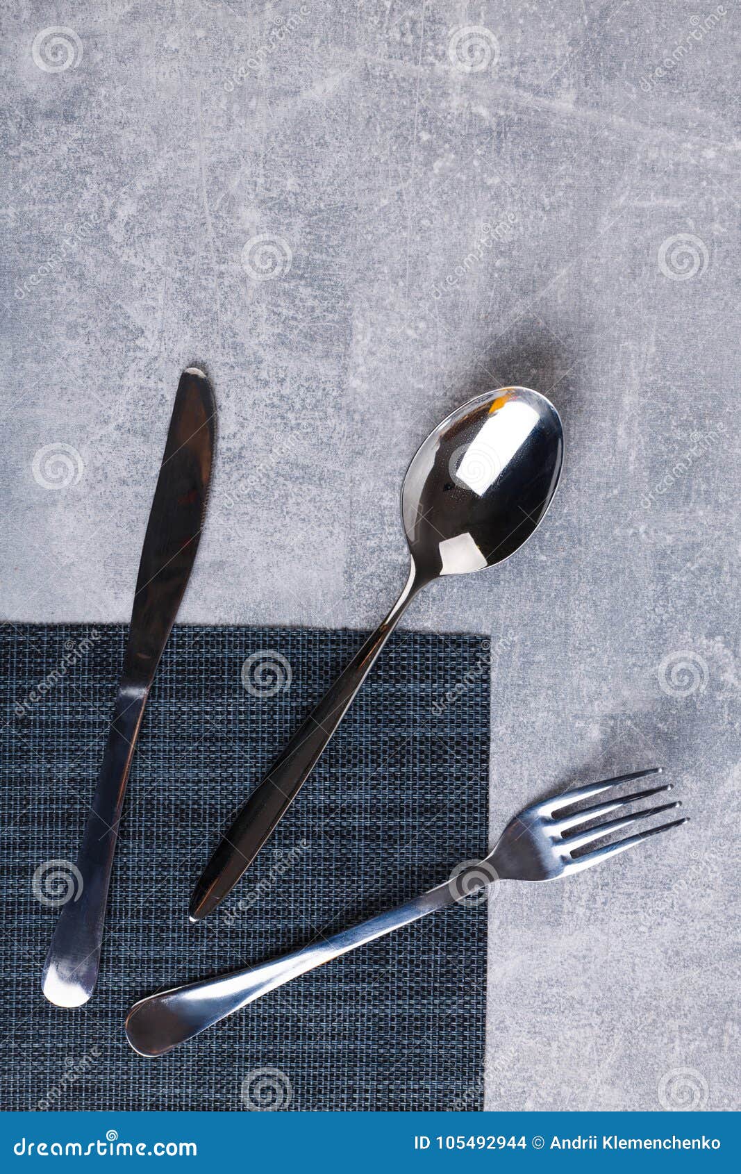 At the Corner of the Serving Napkin is a Spoon, Fork and Knife. Stock ...
