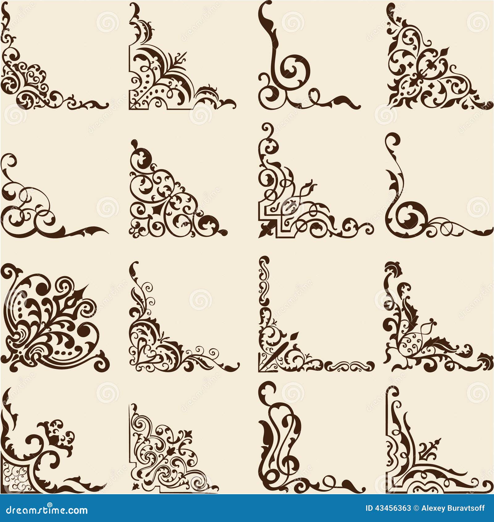 Corner set stock vector. Illustration of paisley, elegance - 43456363