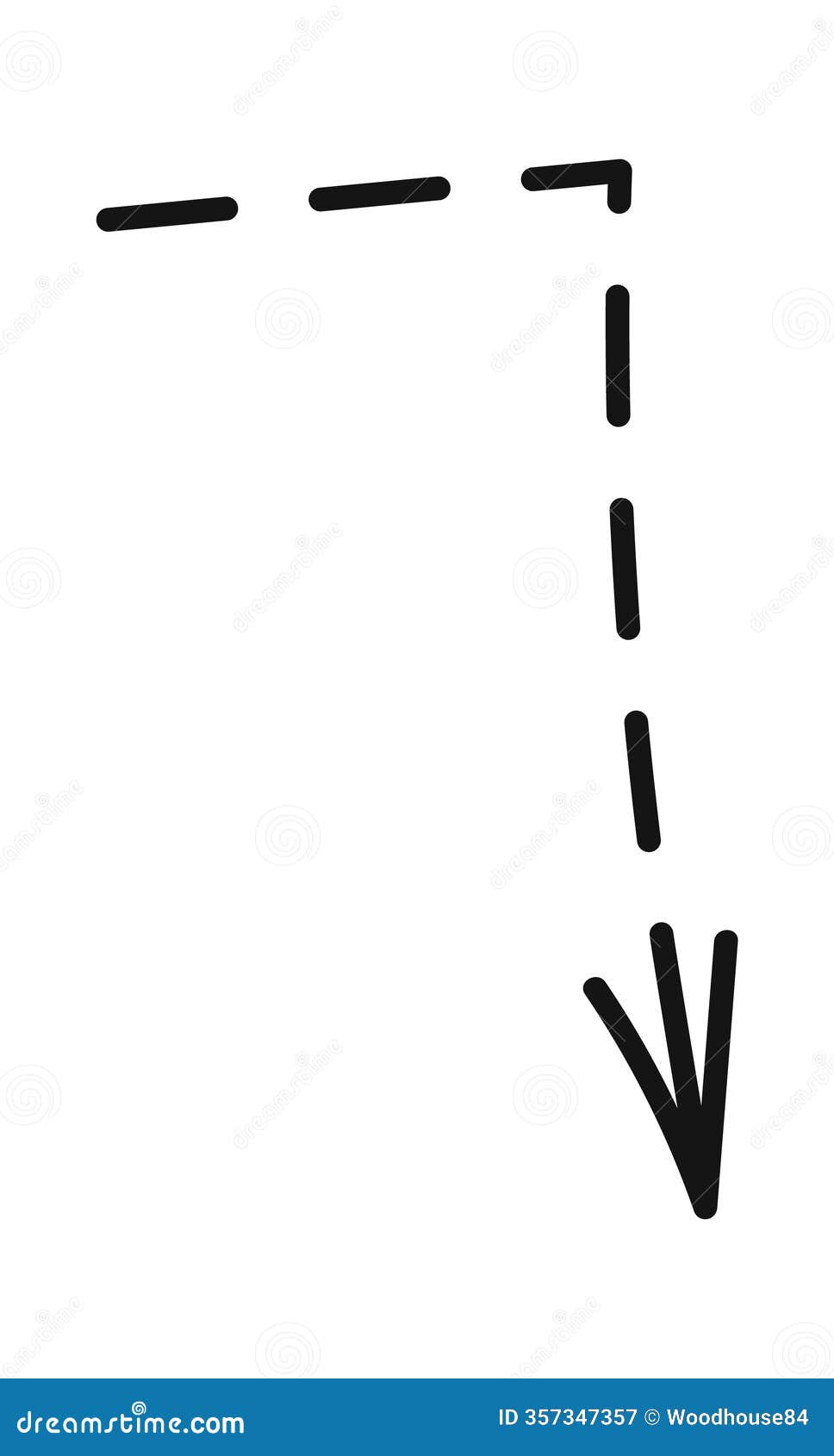 Corner Shaped Dashed Downward Arrow Stock Illustration - Illustration ...