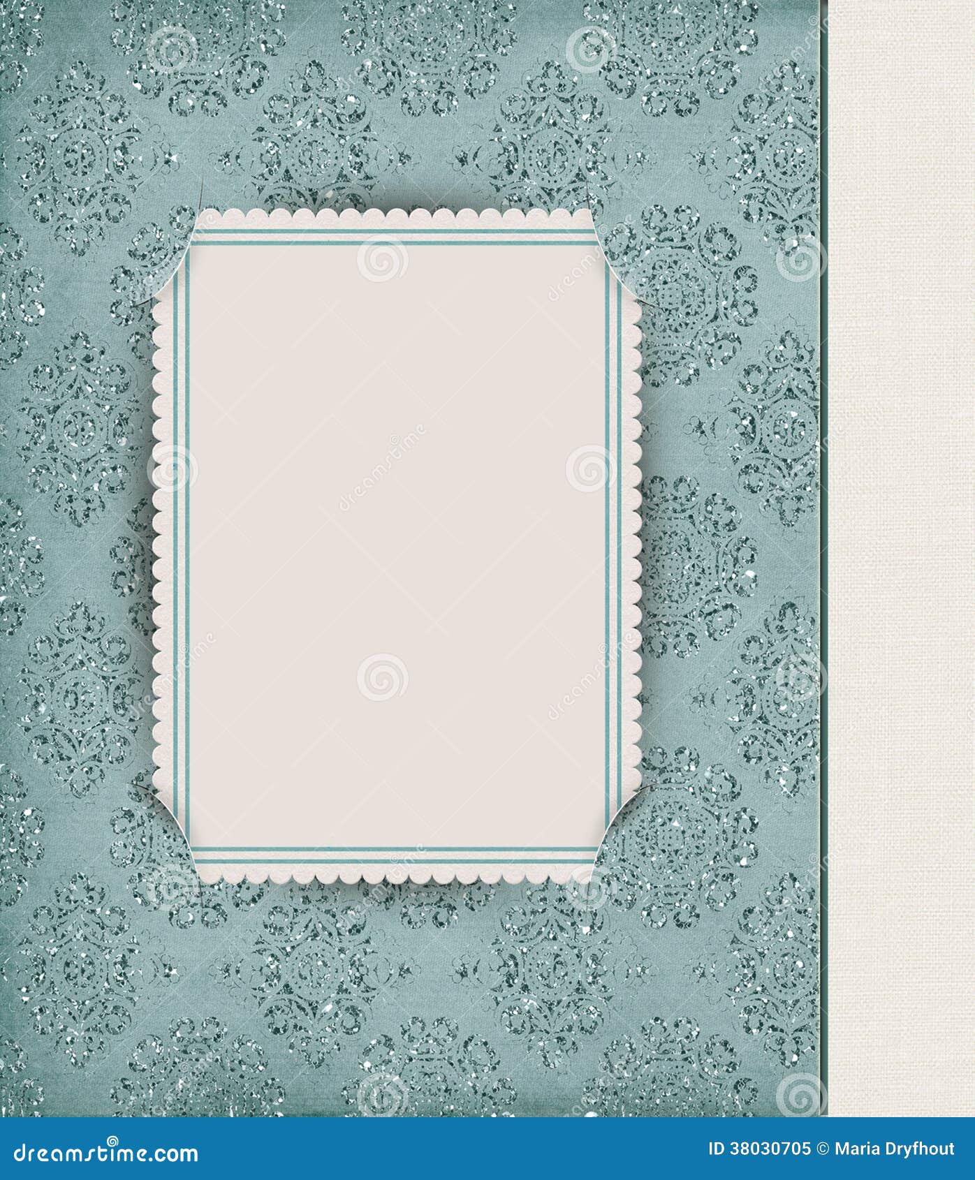 Corner Slit Frame on Teal Damask Stock Illustration - Illustration of ...