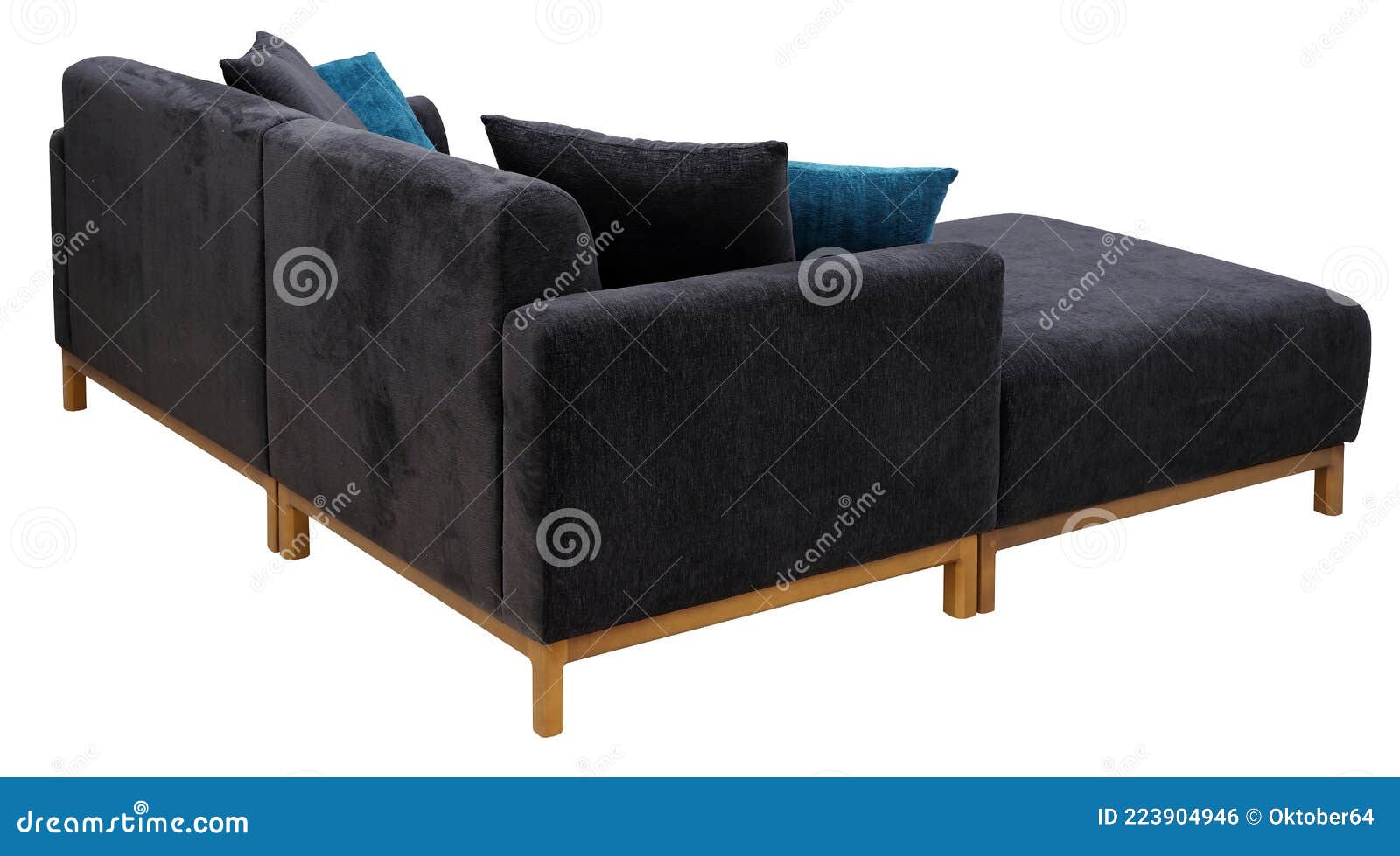 Corner Sofa Isolated on White Background. Back View Stock Photo - Image ...