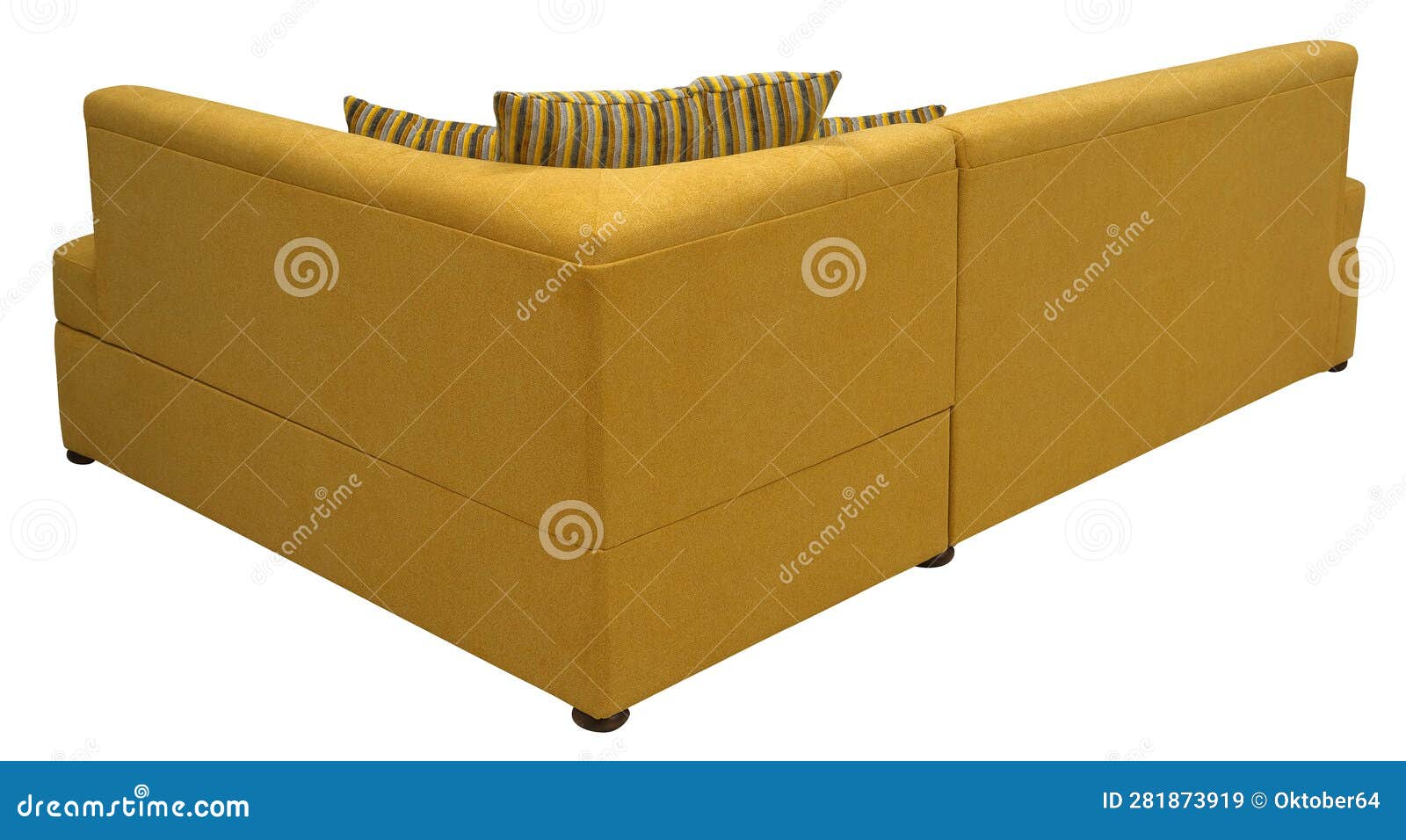 Corner Sofa Isolated on White Background. Back View. Including Clipping ...