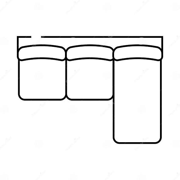 Corner Sofa Top View Line Icon Vector Illustration Stock Vector ... Corner Sofa Top View Line Icon Vector Illustration Stock Vector ...