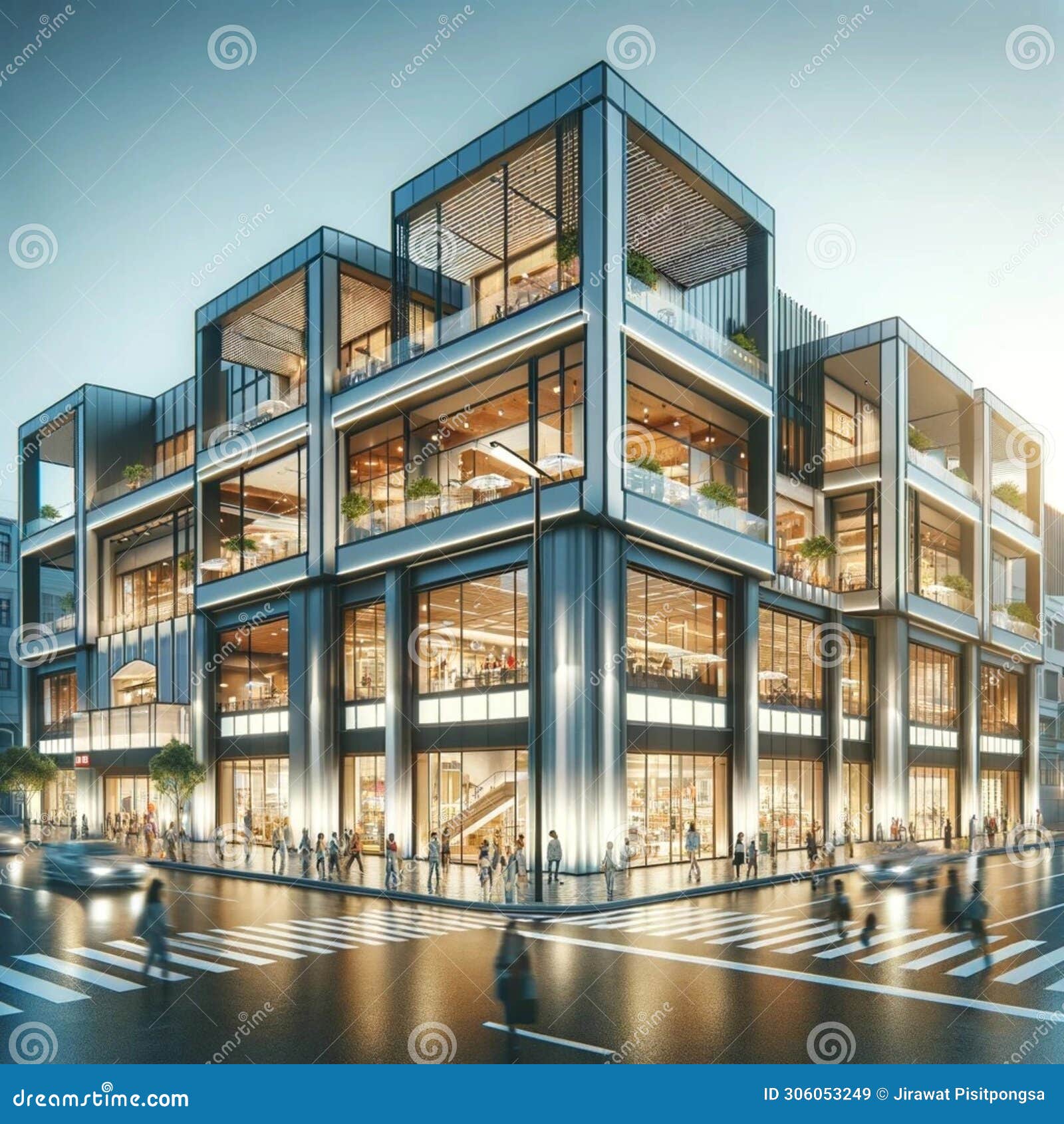 A Corner Square Office Building Stock Image - Image of square, modern ...