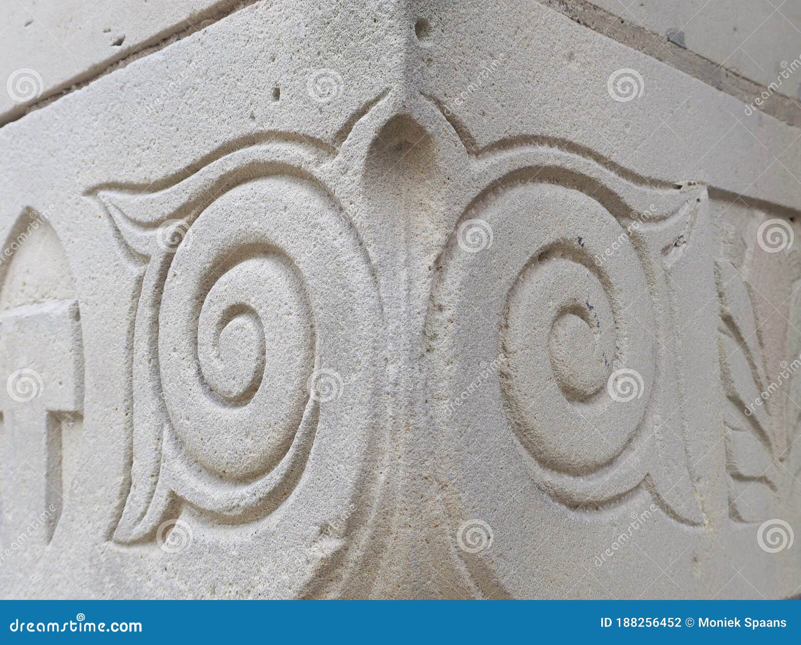 Corner Stone with Two Spirals Carved in Sandstone Stock Photo - Image ...