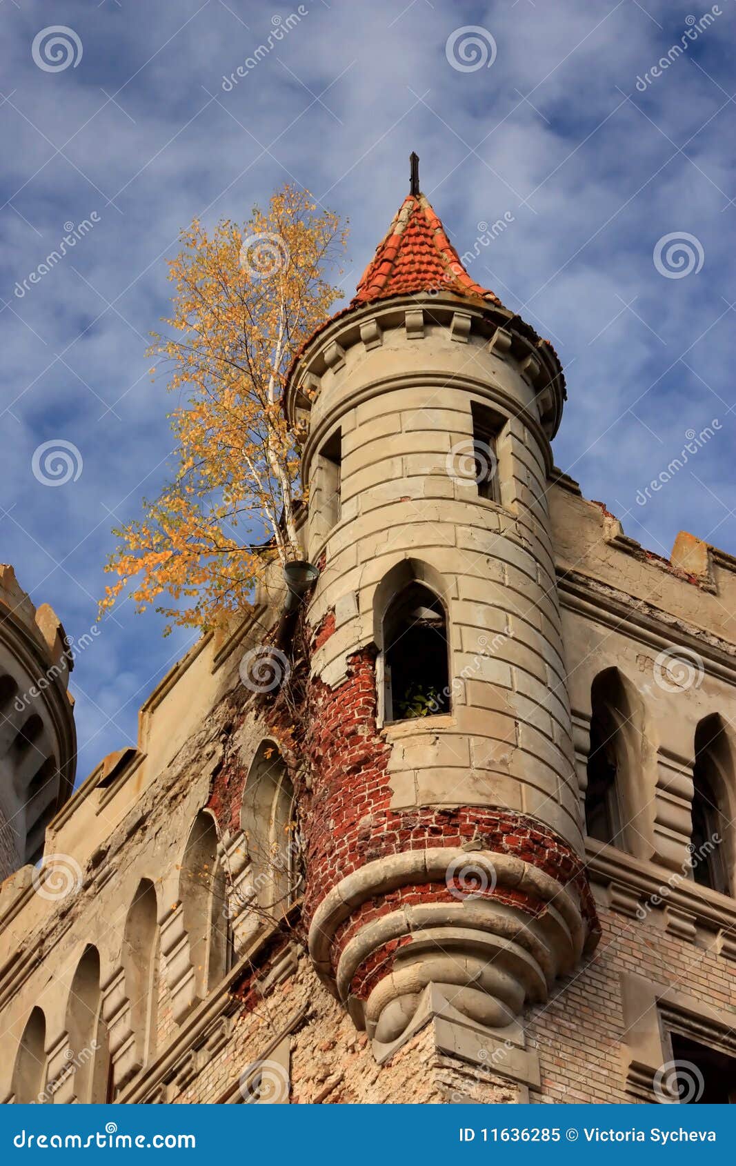 Corner Tower of the Gothic Castle Stock Image - Image of autumn ...