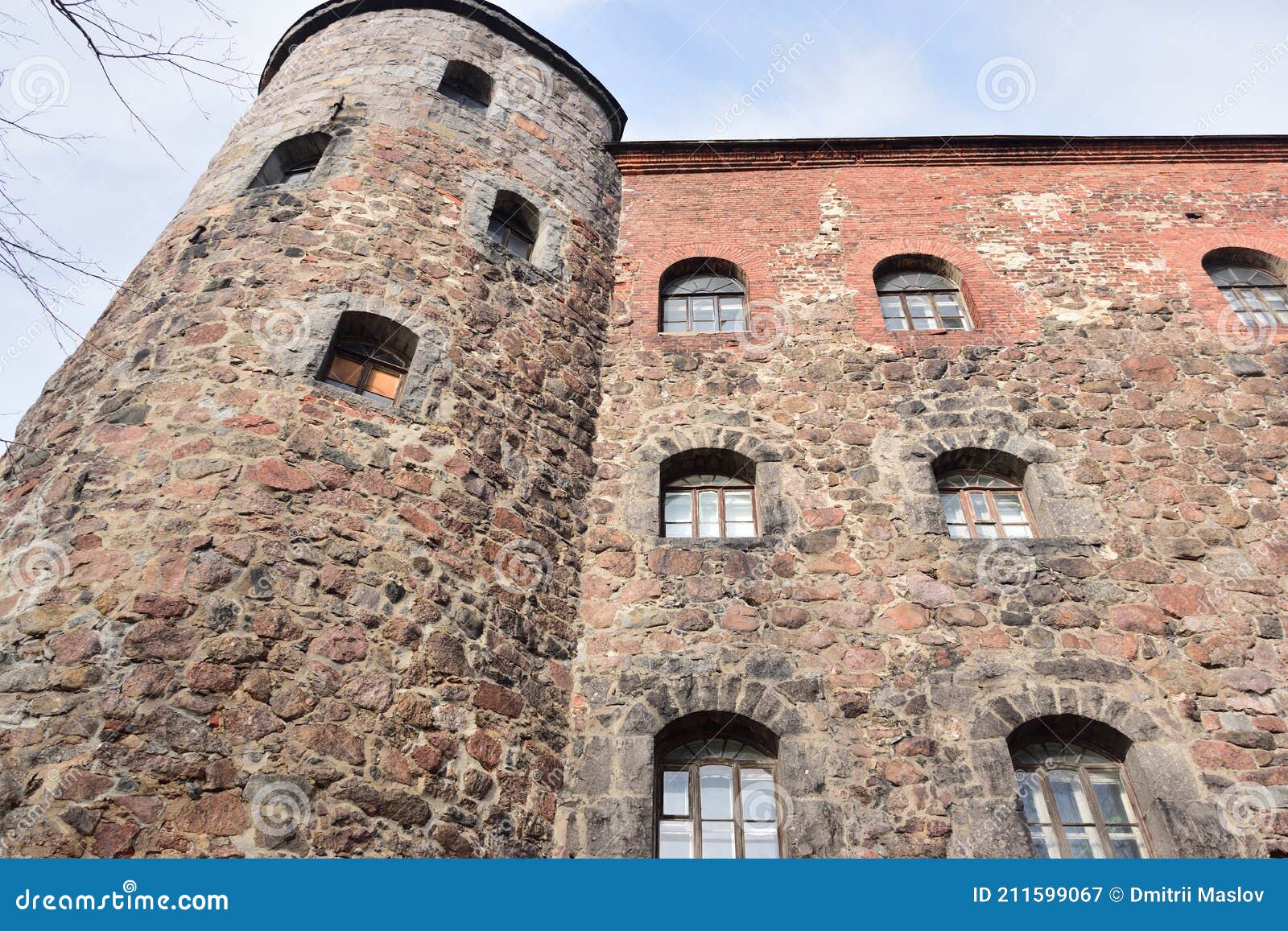 Corner Tower of an Old Stone Castle Stock Image - Image of corner ...