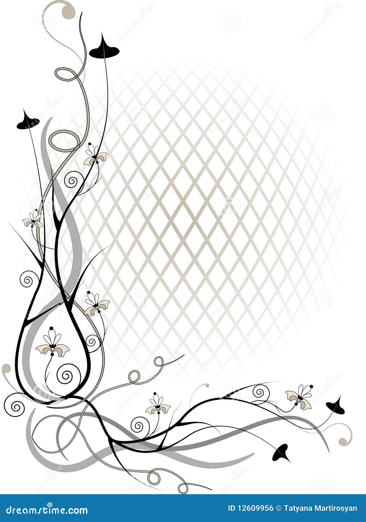 Corner Twig and Flower of by Volume Grid Stock Vector - Illustration of ...