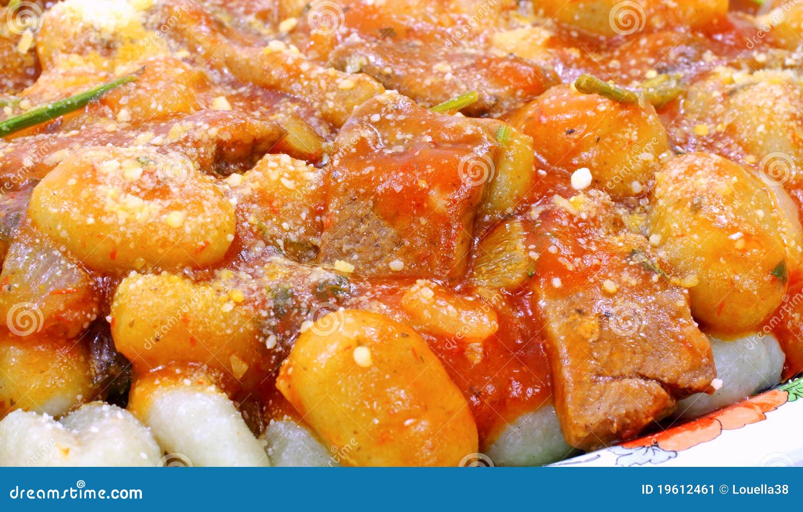 Corner View Dumplings with Pasta Sauce Stock Image - Image of parsley ...