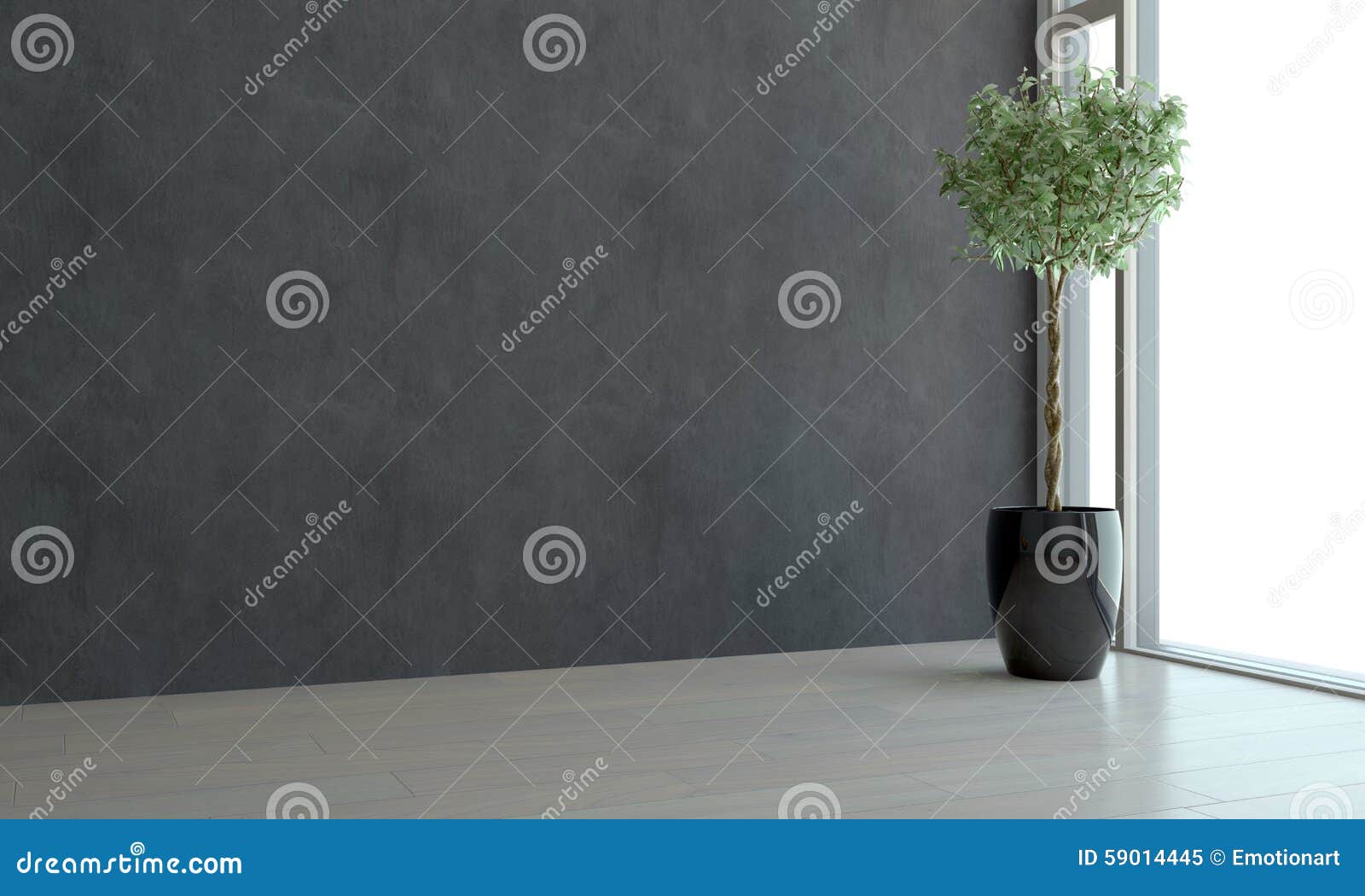 Corner View of an Empty Room with View Window Stock Image - Image of ...