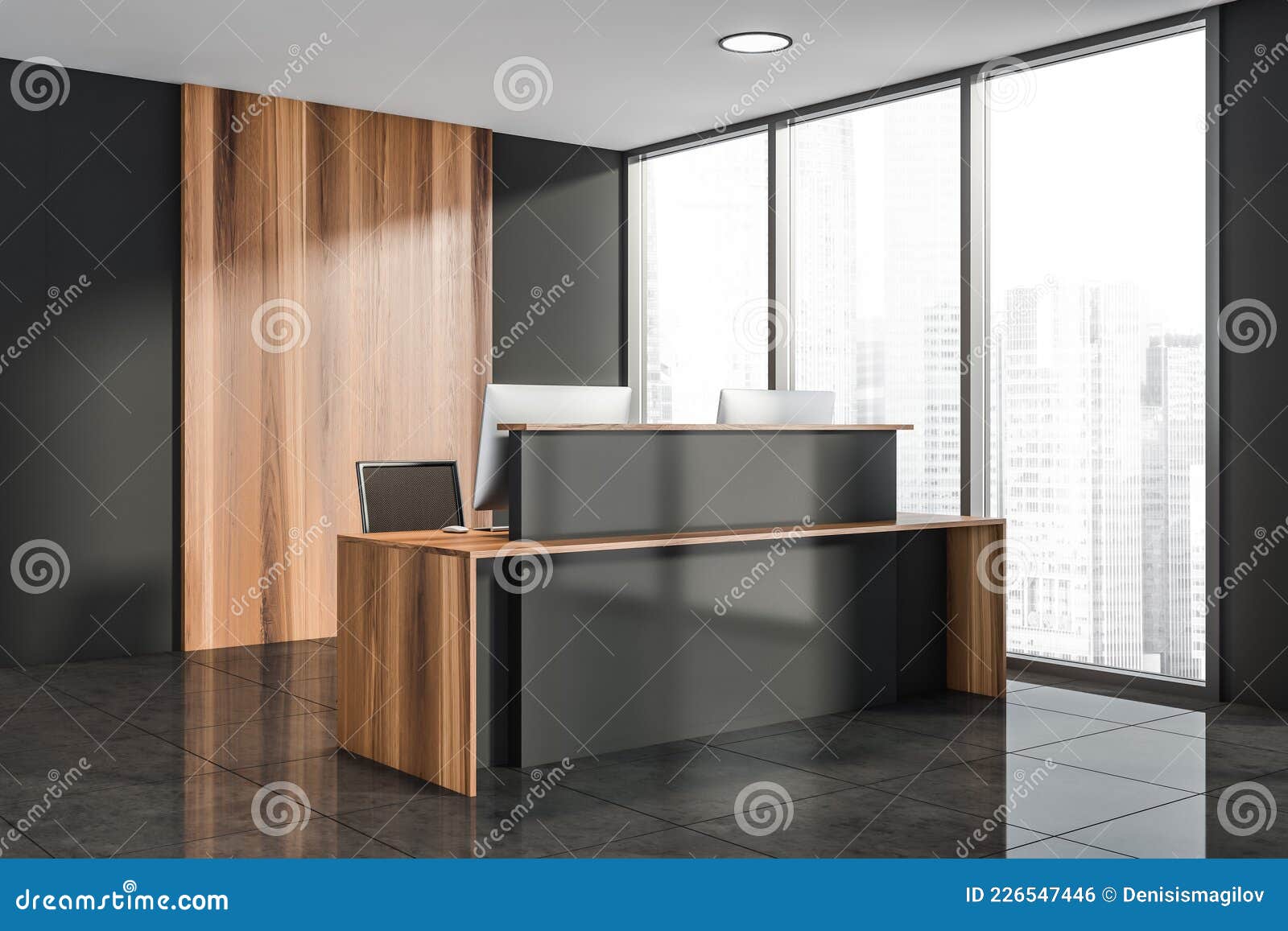 Corner View of Office Room and Reception Interior Stock Illustration ...