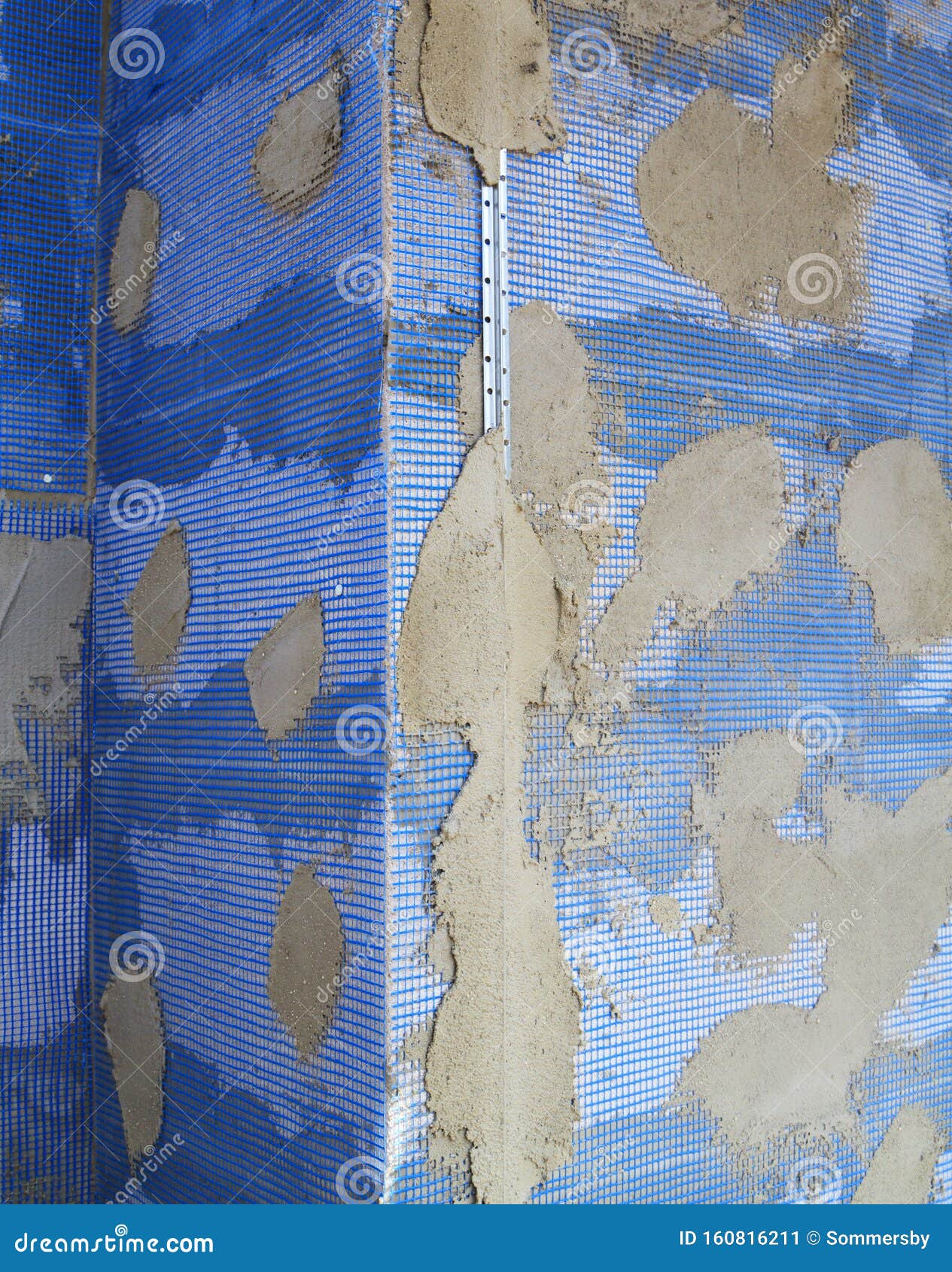 Corner of Wall with Applied Construction Grid and Guides for Plaster ...