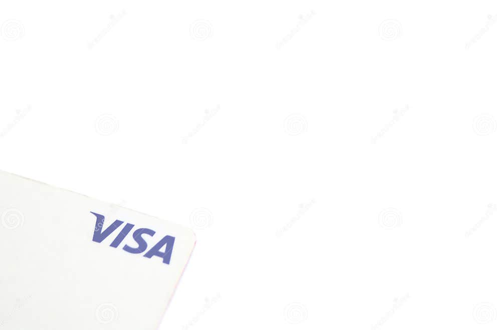 White VISA Credit Card on Plain White Background Editorial Photography ...