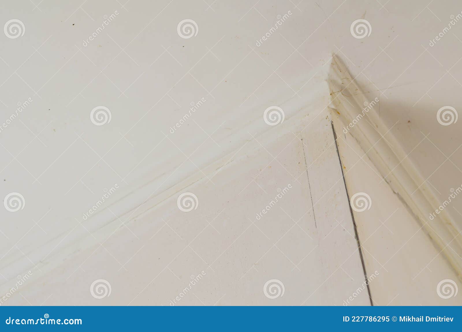 The Corner of the White Wall Against the Ceiling. the Connection Stock ...