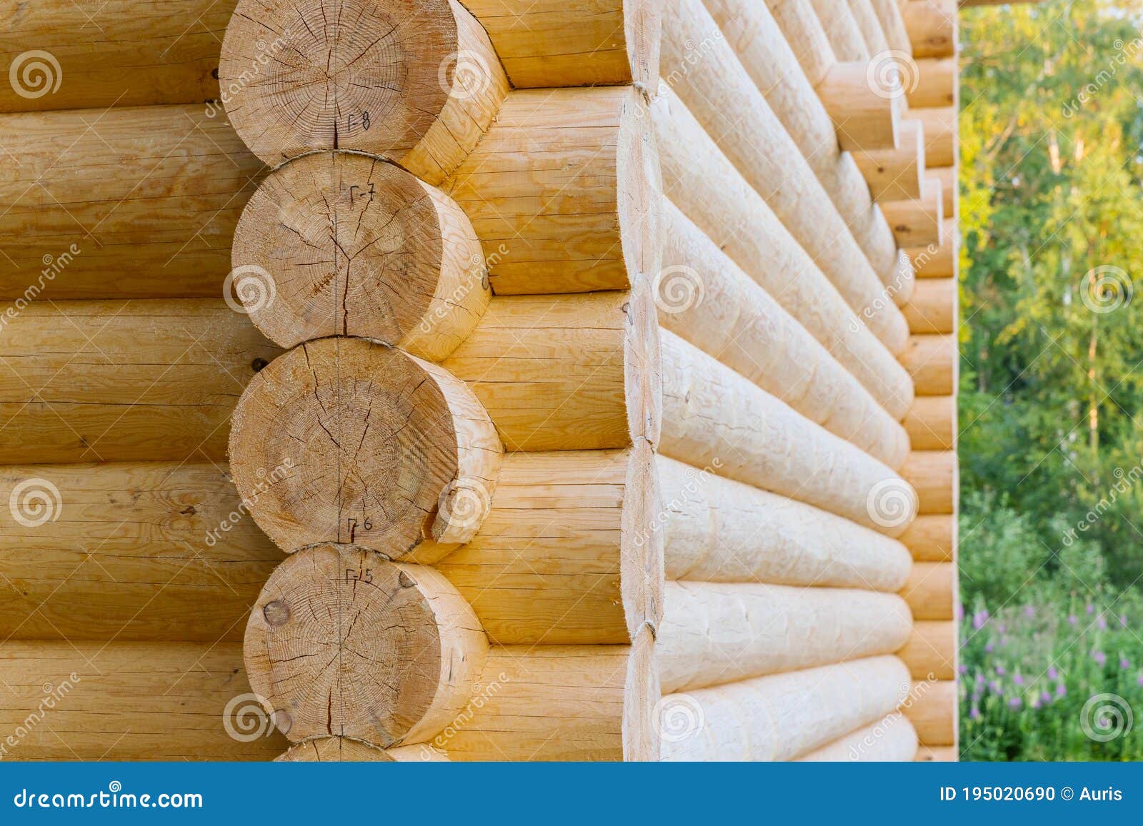 Corner of Wooden House Made of Natural Logs Stock Photo - Image of ...