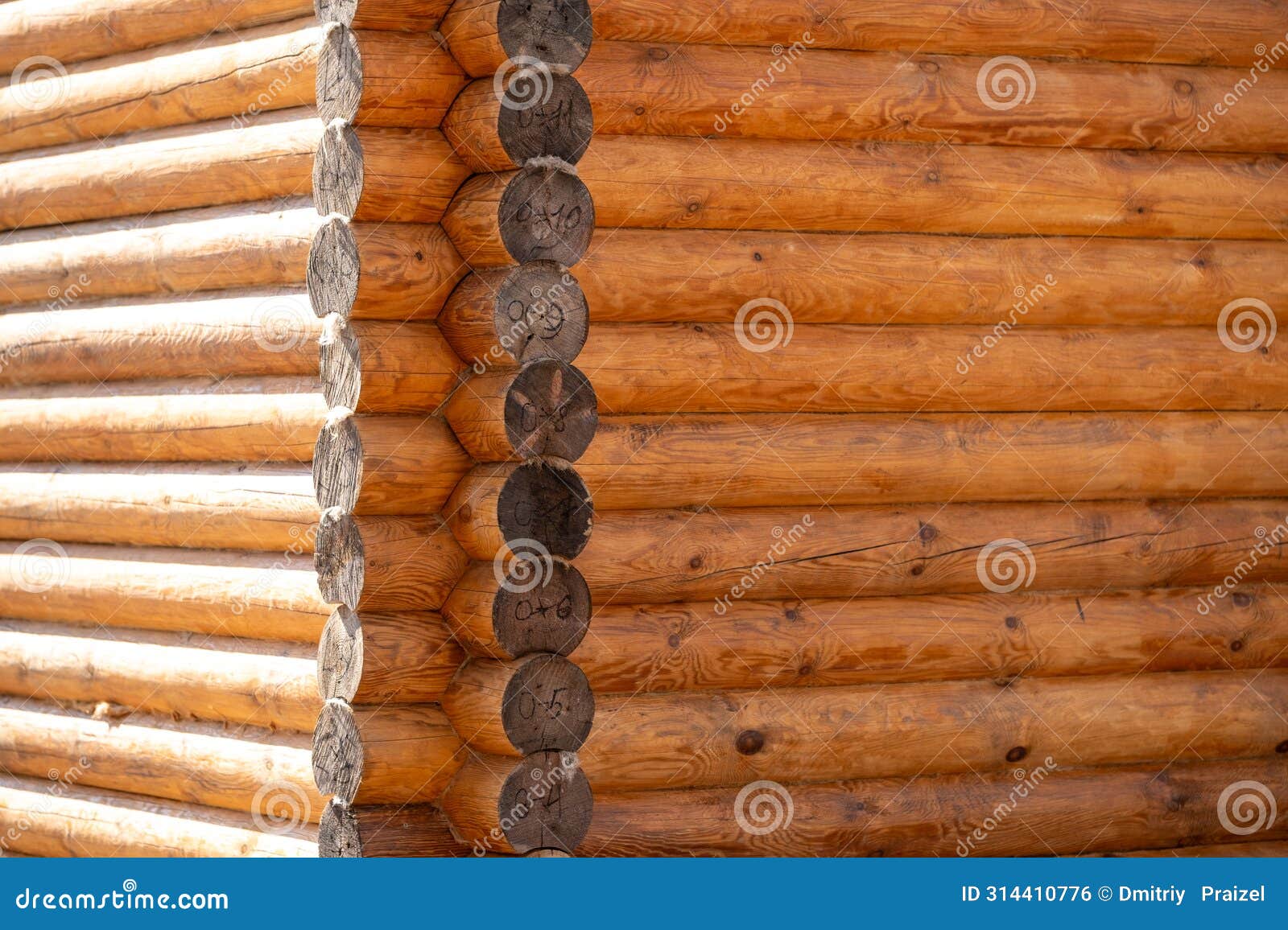 Corner of Wooden Wall Log House. Old Traditions of Construction. Stock ...