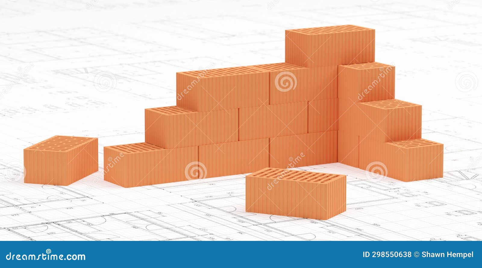 Cornered Stack of Red Brick Stones on Architectural Building ...