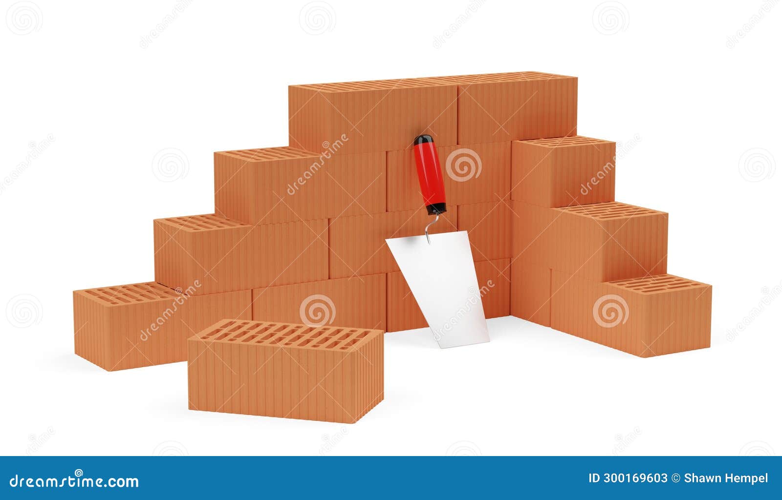 Cornered Stack of Red Brick Stones with Single Brick in Front and ...