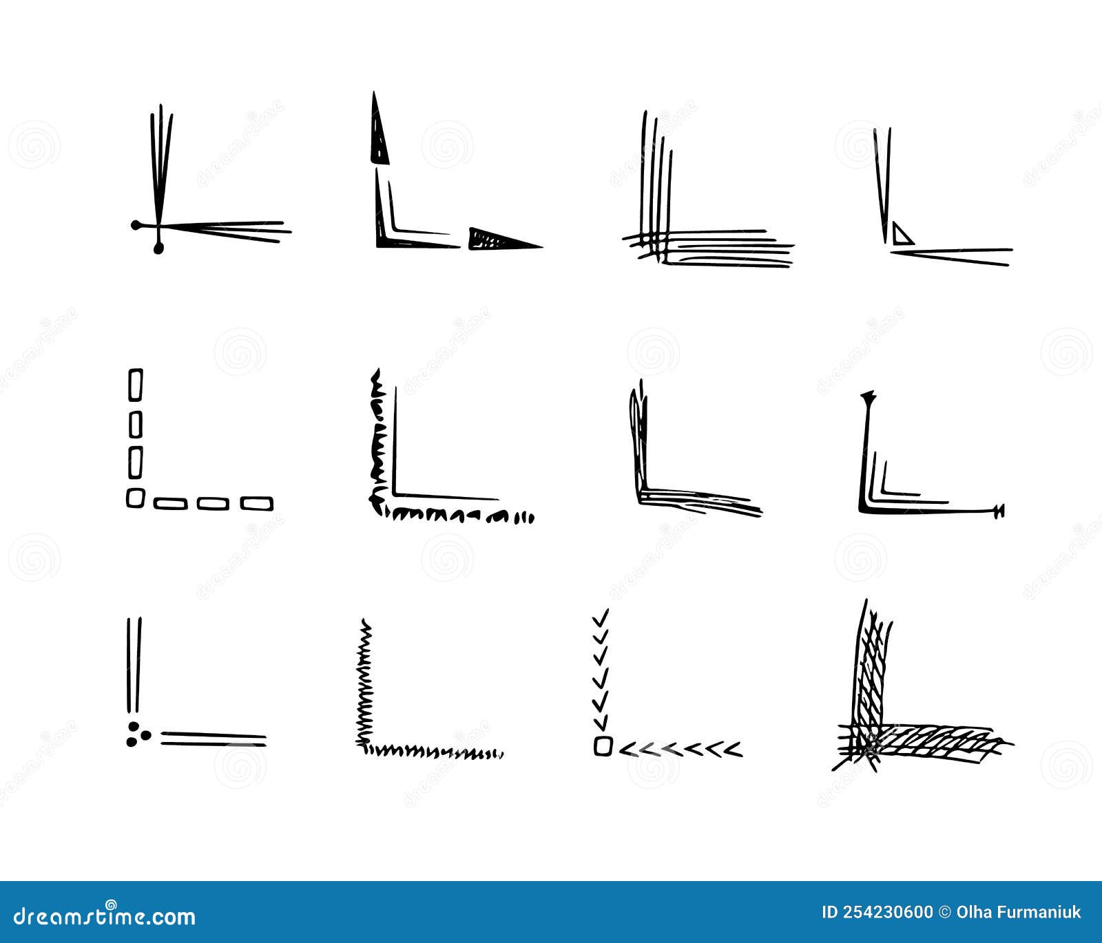 Corners Hand-drawn Set.Decorative Monograms, Calligraphic Borders.Page ...