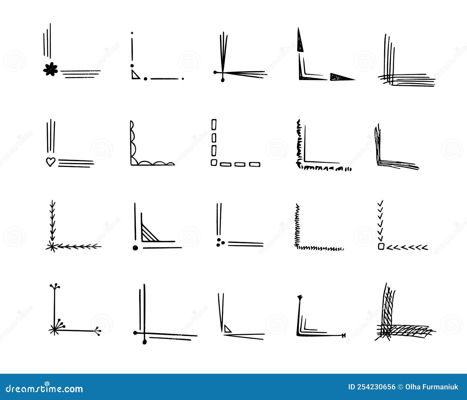 Corners Hand-drawn Set.Decorative Monograms, Calligraphic Borders.Page ...