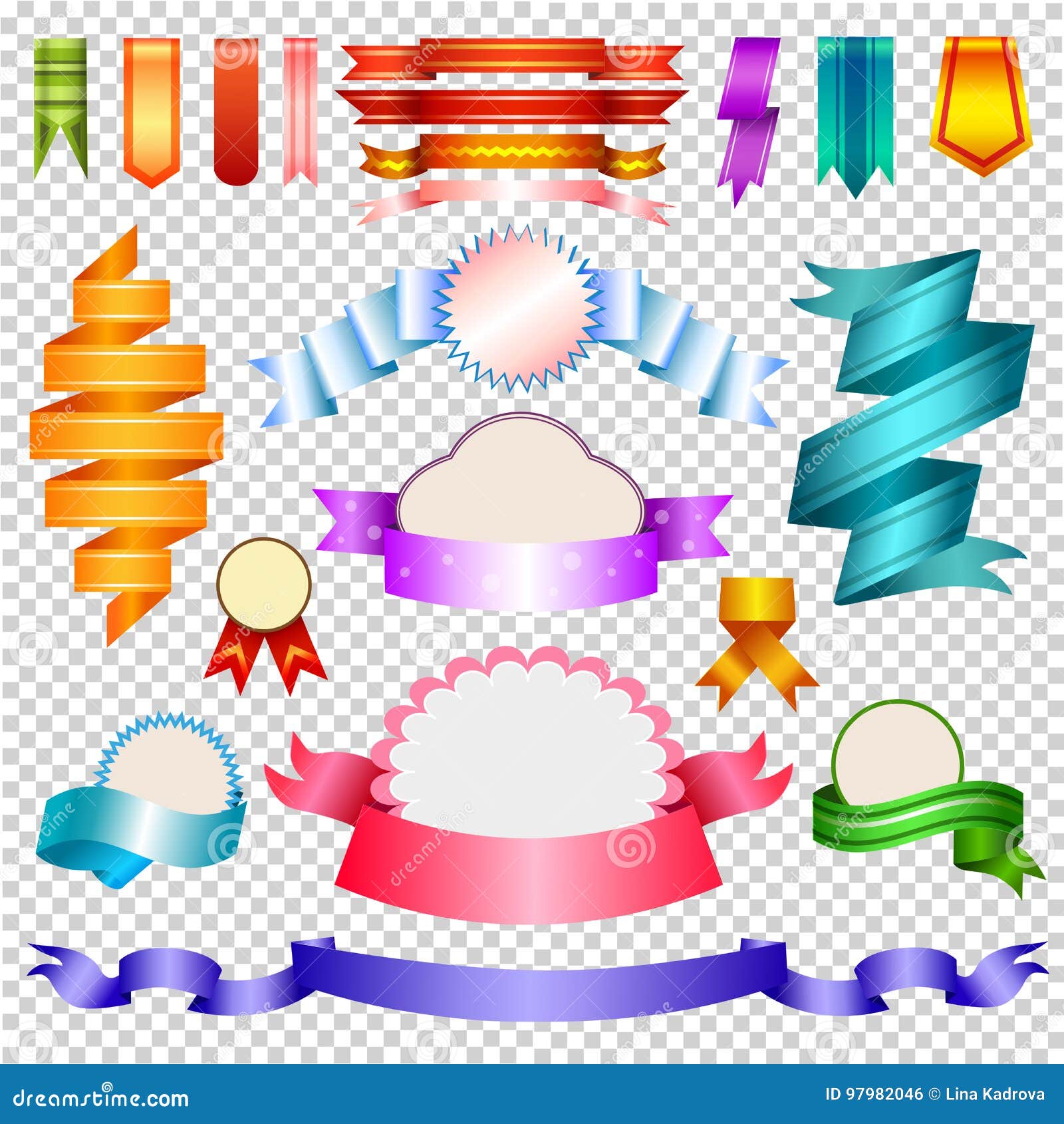 Corners and Ribbons, Isolated on Transparent Background, Vector ...