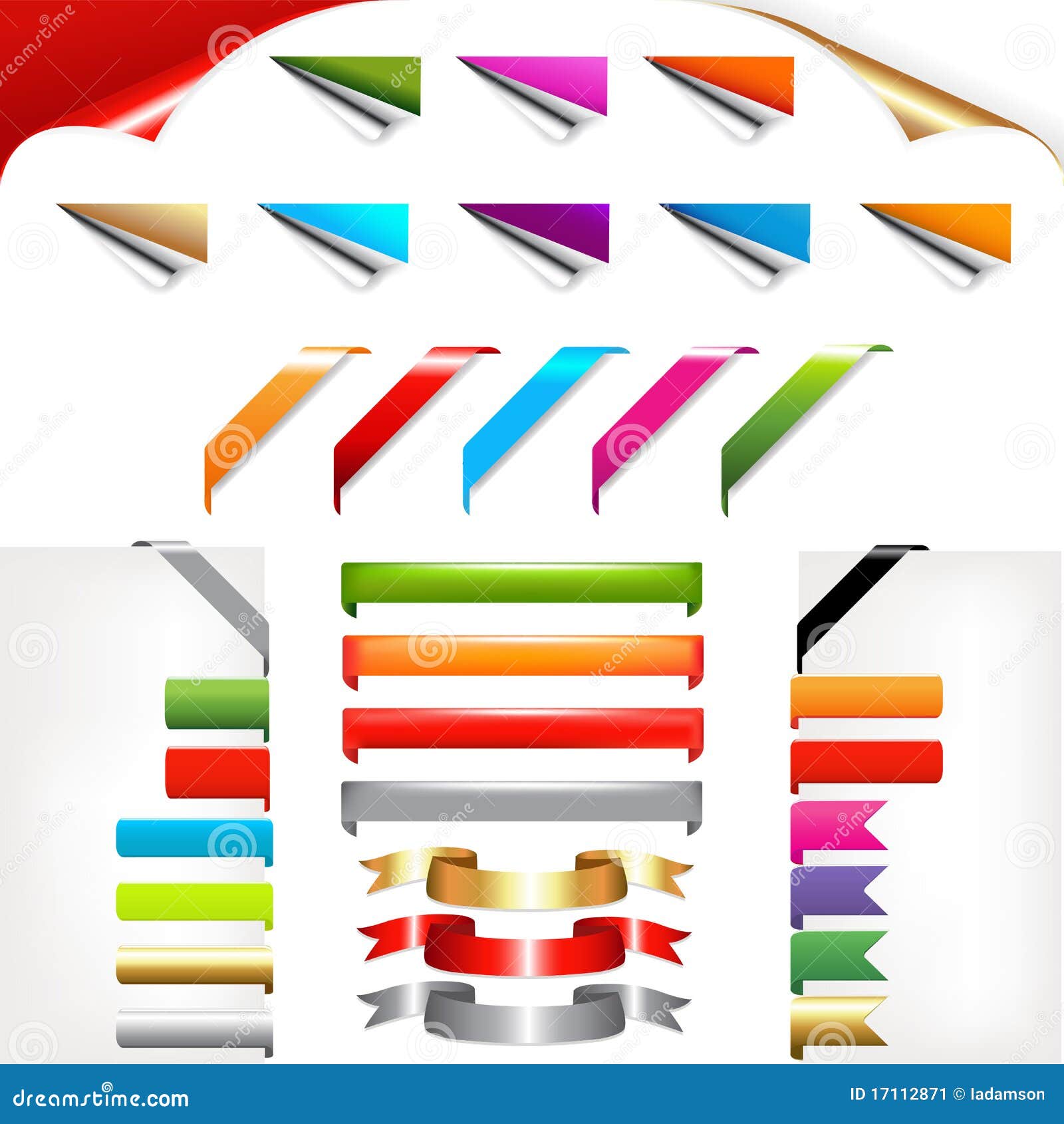 Corners and Ribbons. Vector Stock Vector - Illustration of bent, ribbon ...