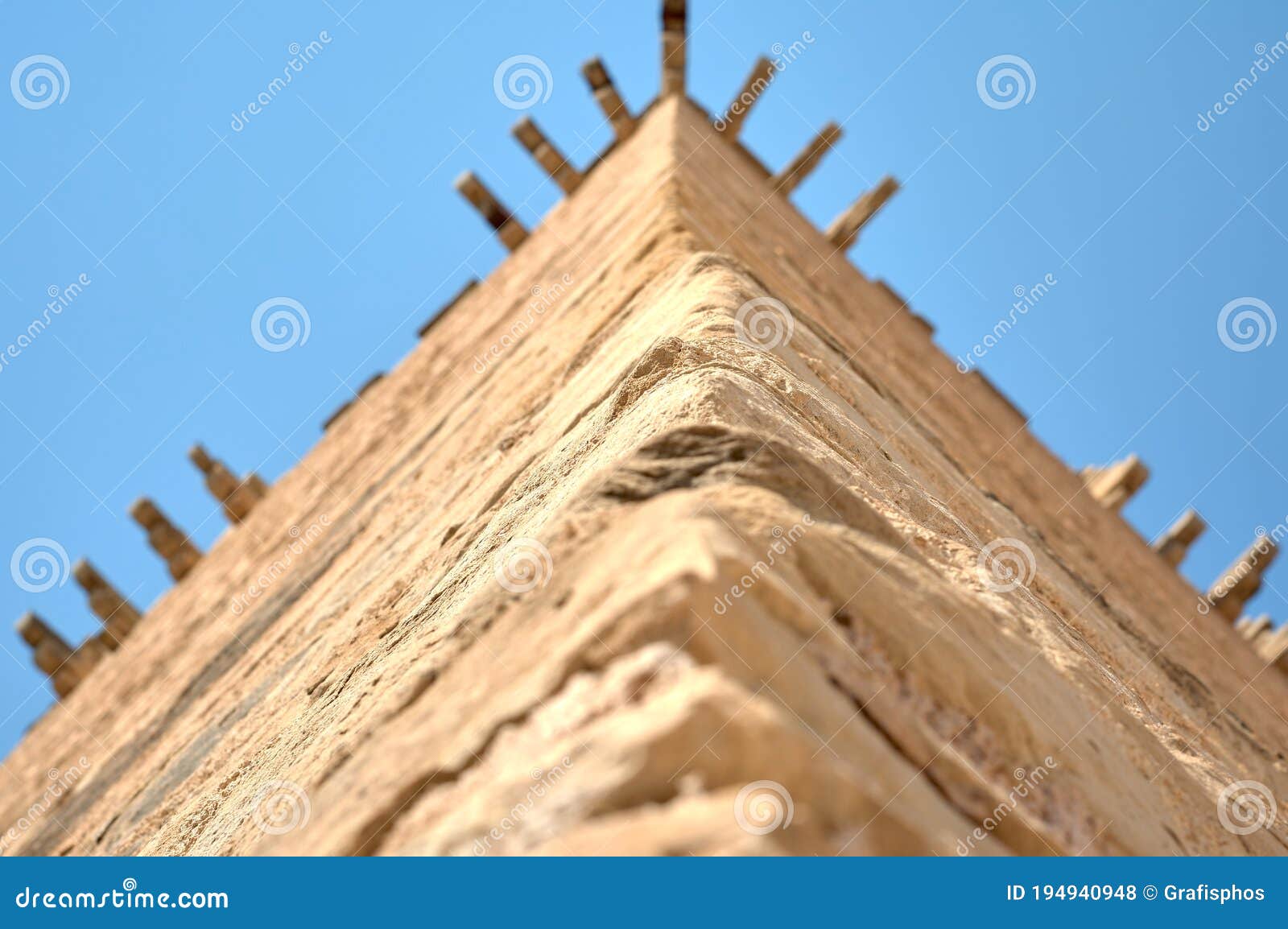 Corners of a Tower of a Castle Stock Photo - Image of black, beige ...
