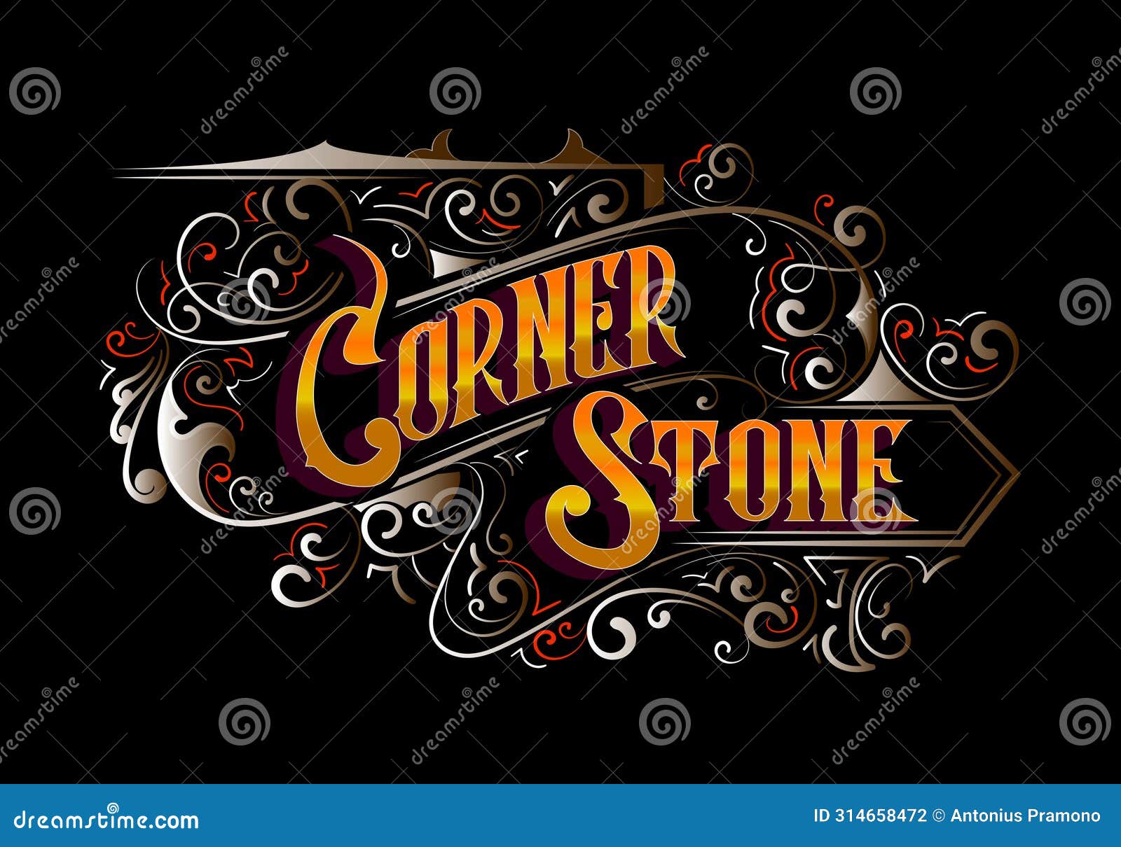 CORNERSTONE Lettering Custom Template Design Stock Vector ...