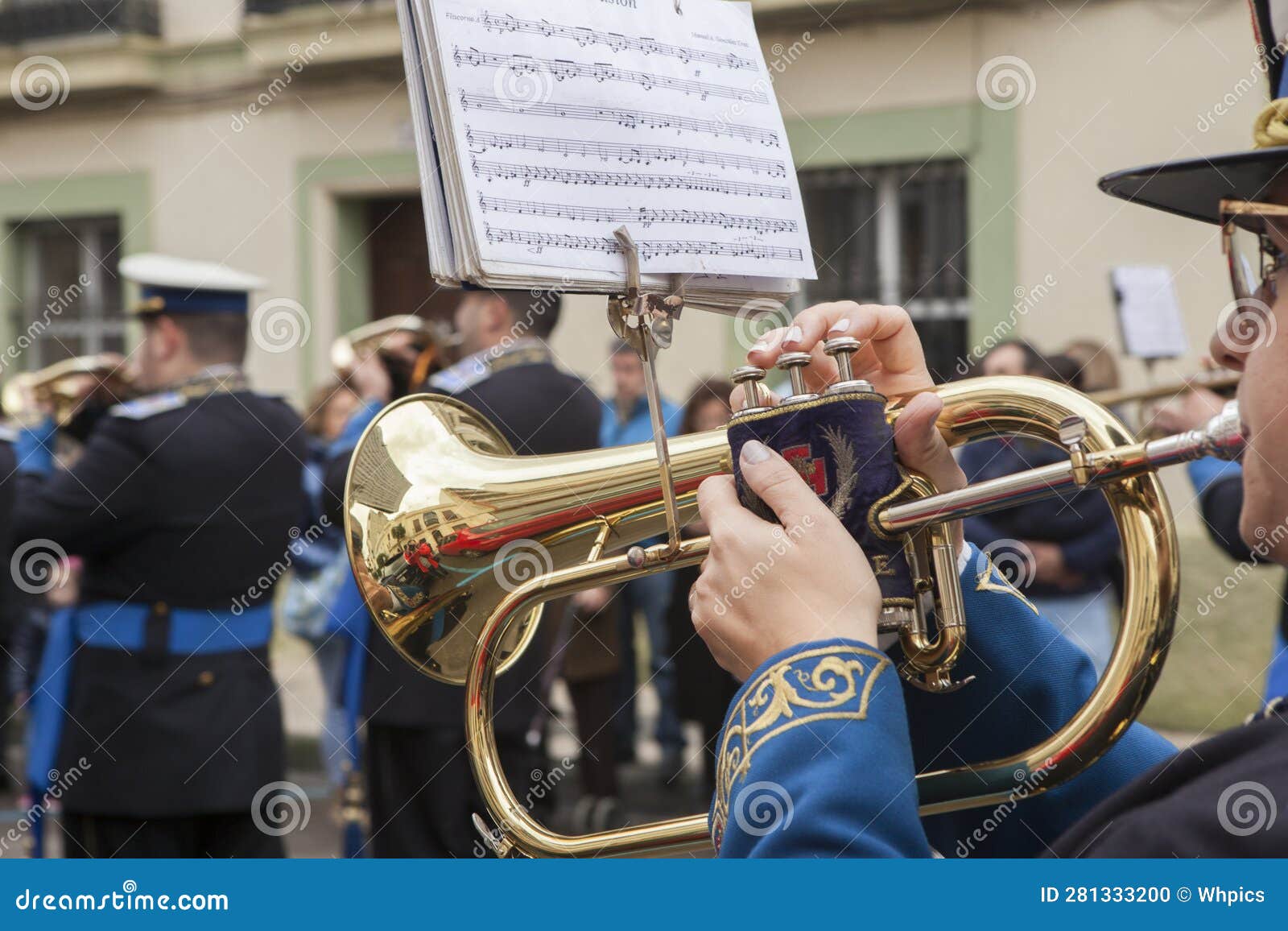 Cornet Musician Playing at Procession Editorial Image - Image of brass ...
