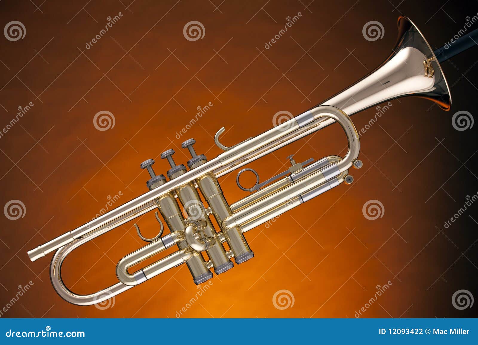 Cornetta Della Tromba Isolata Su Colore Giallo Fotografia Stock ...