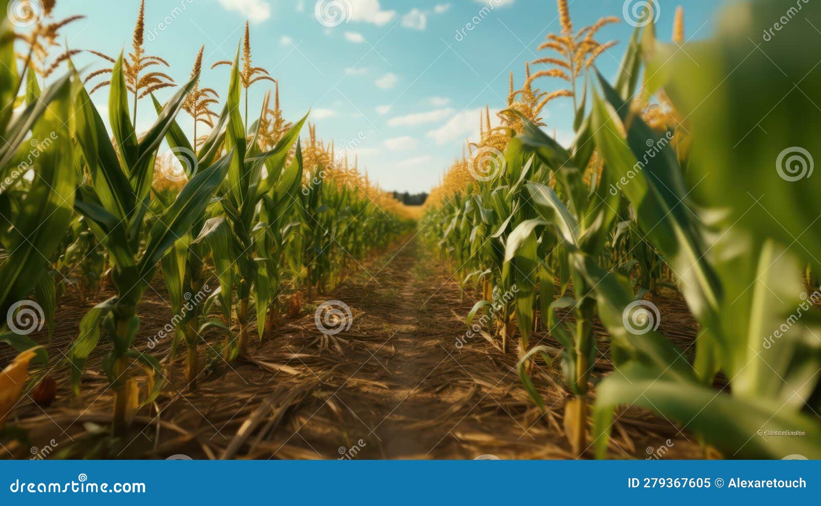 Cornfield. Even Rows of Corn on the Farm Stock Illustration ...