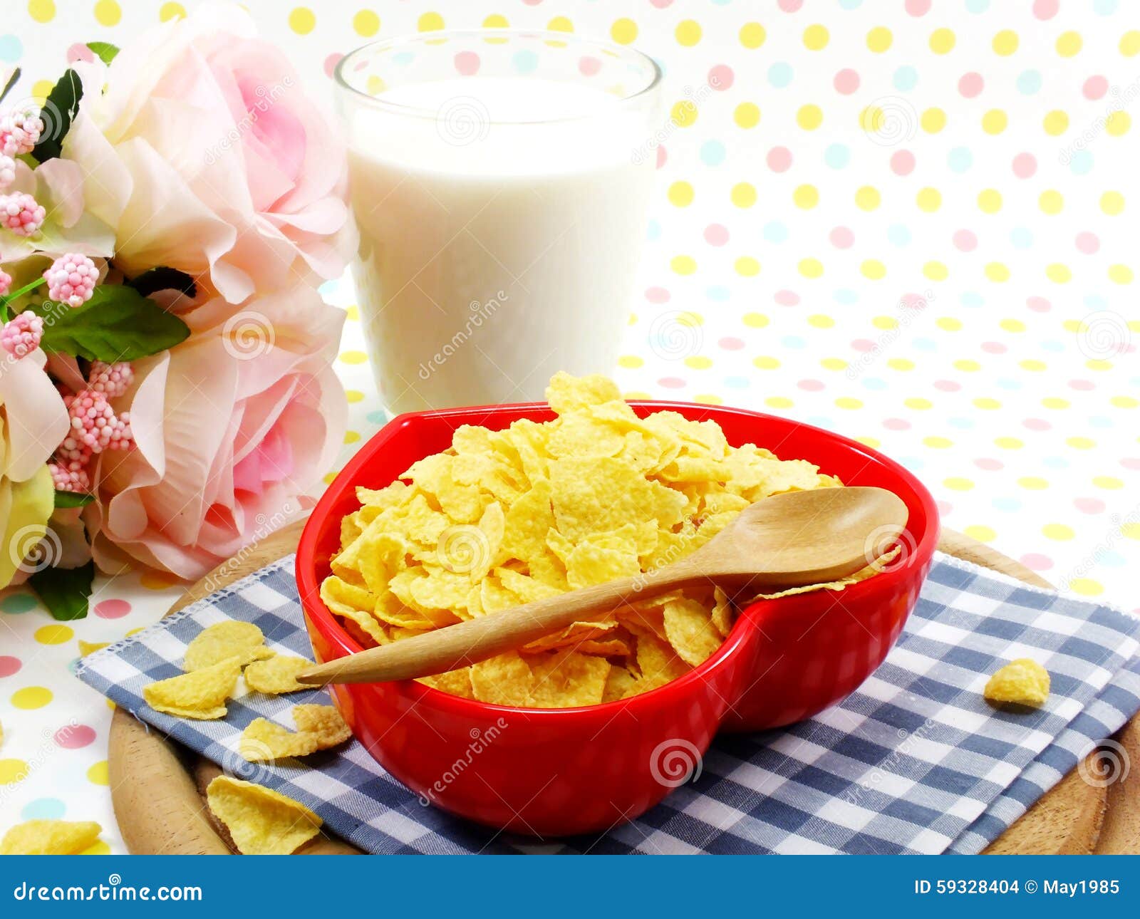 Cornflake and milk stock photo. Image of tasty, snack - 59328404